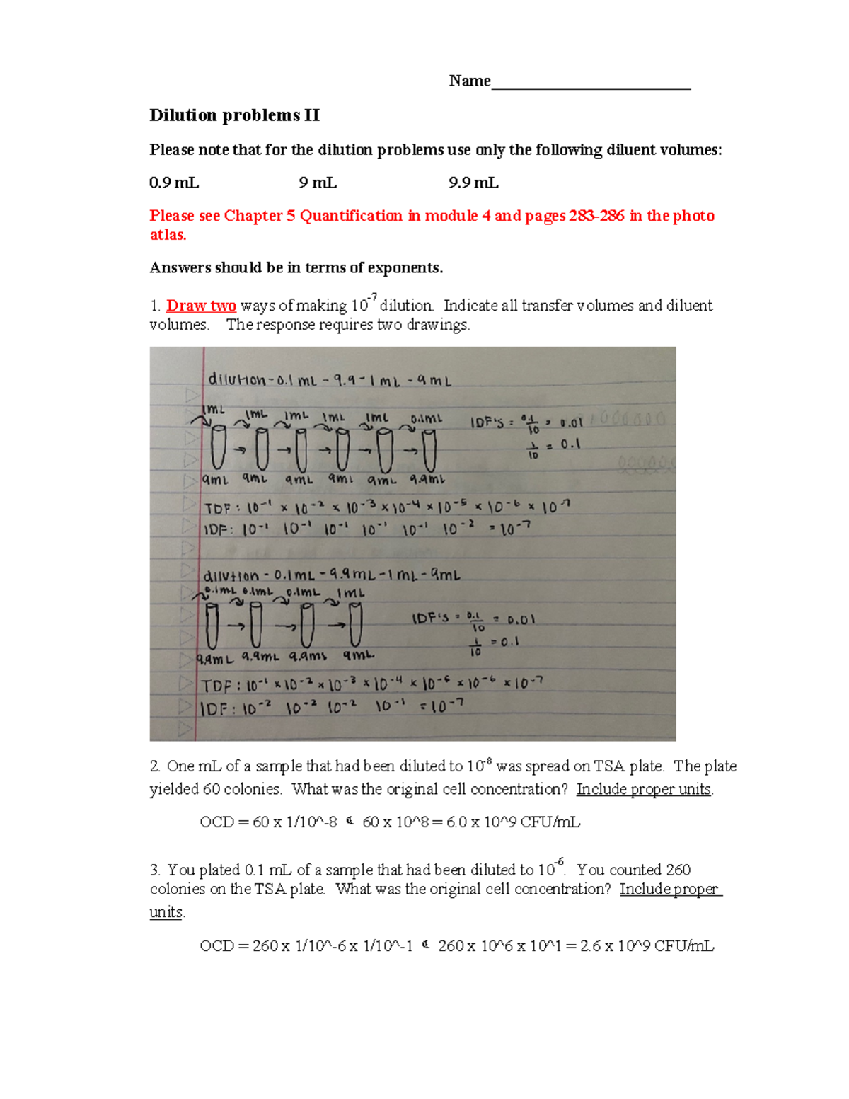 Dilution Problems Ii Name Dilution Problems