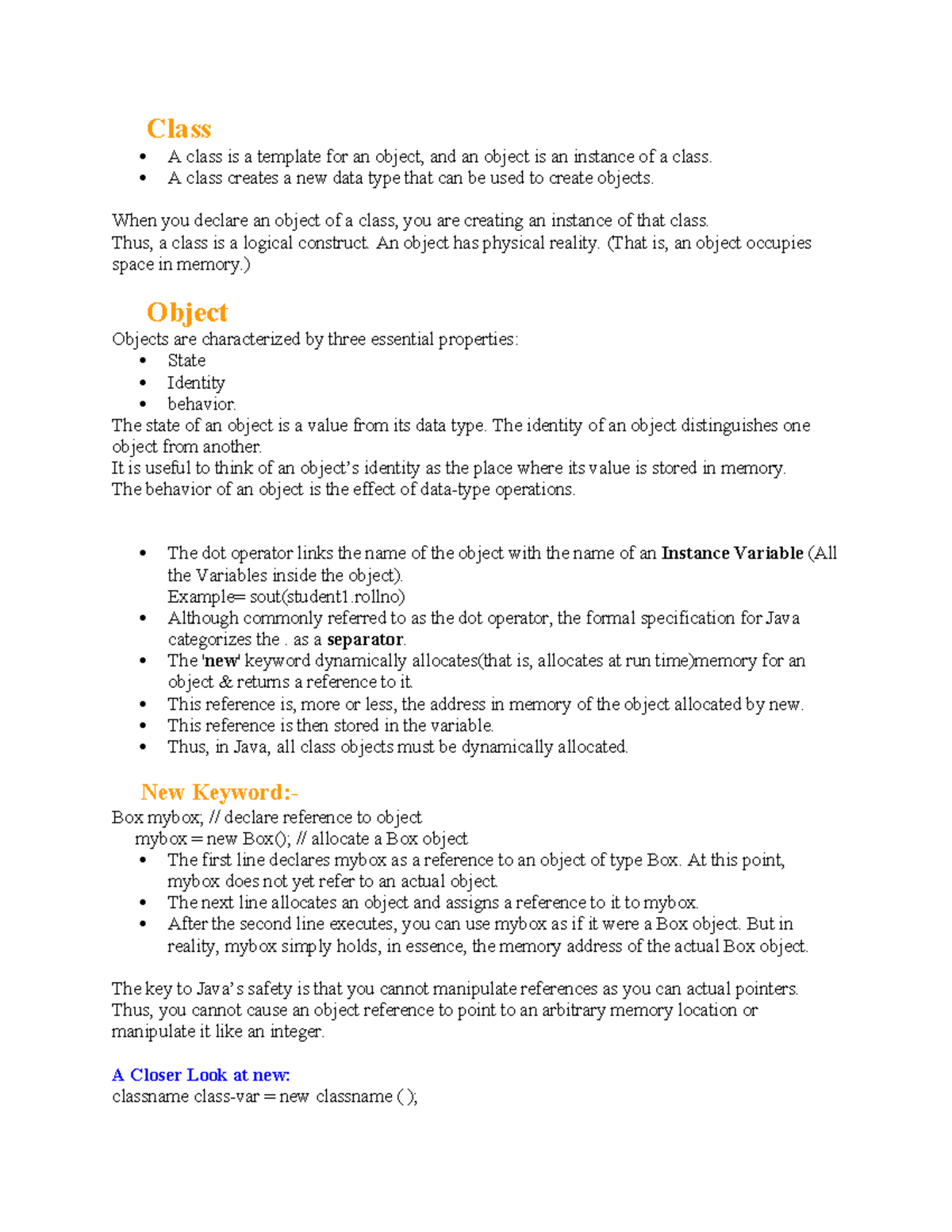 OOPNotes - 💨Class A class is a template for an object, and an object is ...