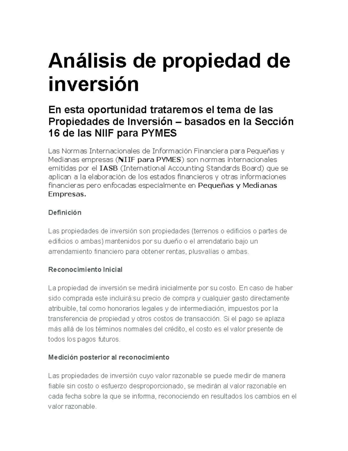 Análisis de propiedad de inversión expo de hoy - Análisis de propiedad ...
