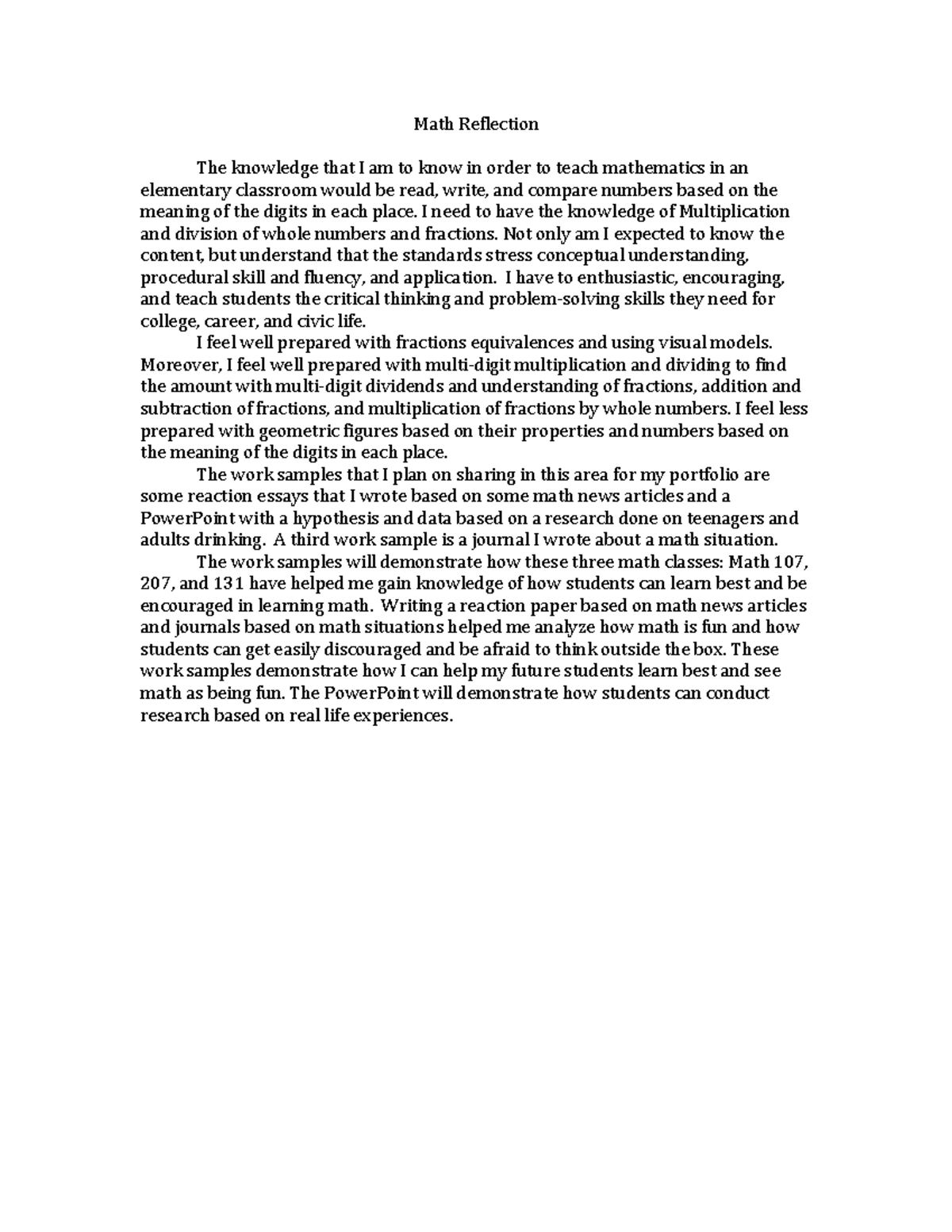 246396825-math-reflection - Math Reflection The knowledge that I am to ...