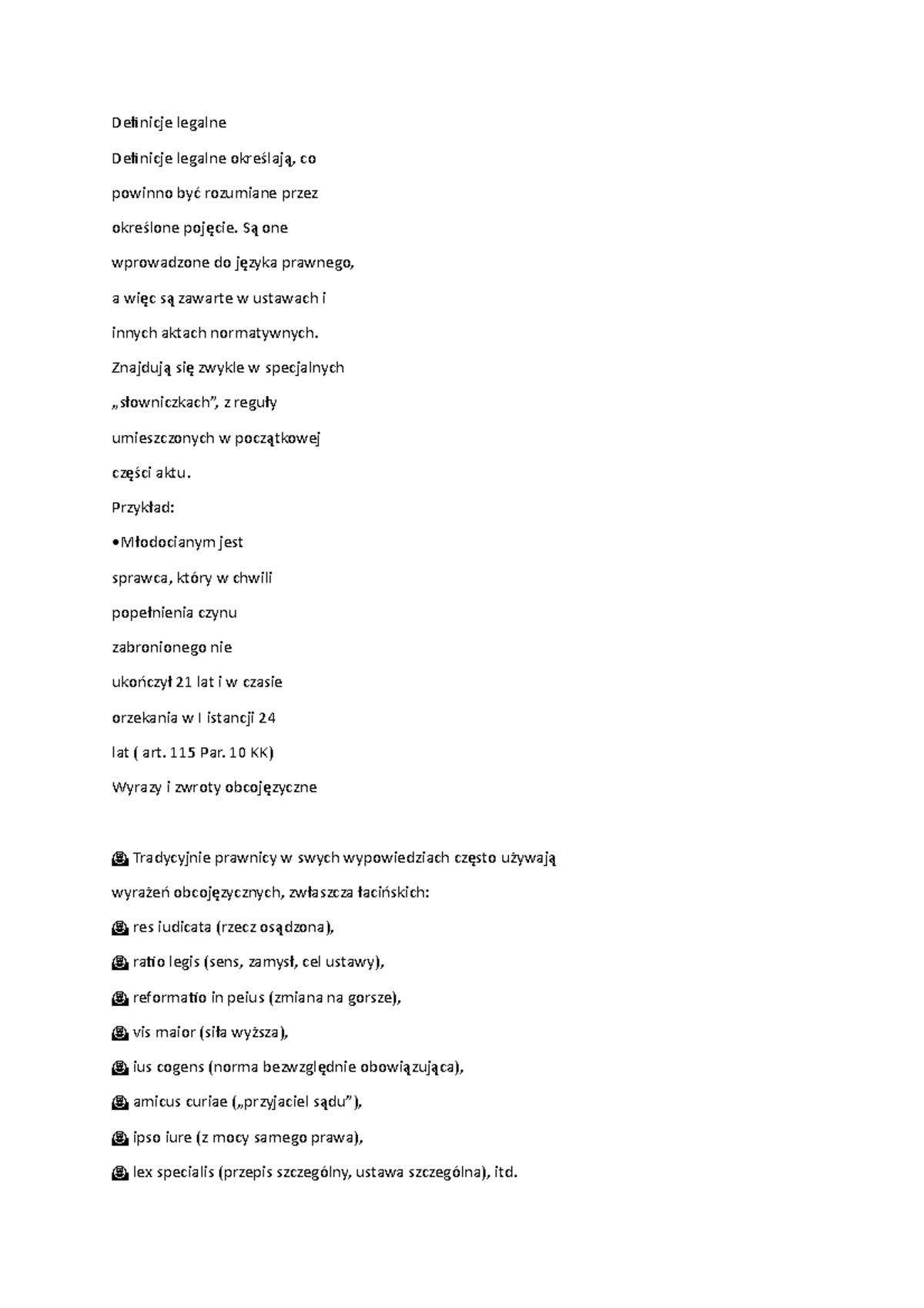 Prawoznawstwo-4 - Notatki z wykładu 4 - Definicje legalne Definicje legalne określają, co ...