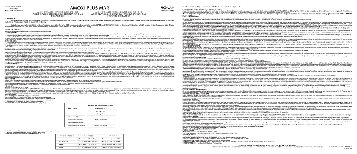 Amoxi Plus - VENTA BAJO RECETA ARCHIVADA AMOXI PLUS MAR En ninos con ...