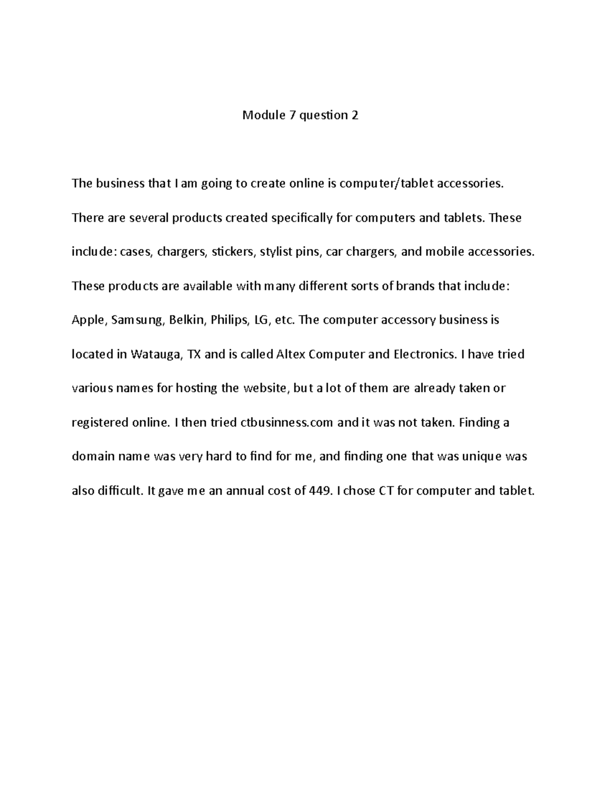 Module 7 question 2 - Assignment answers from book - Module 7 question ...