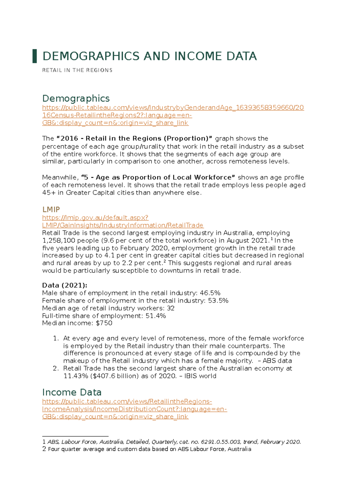 Demographics and Income Data - DEMOGRAPHICS AND INCOME DATA RETAIL IN ...