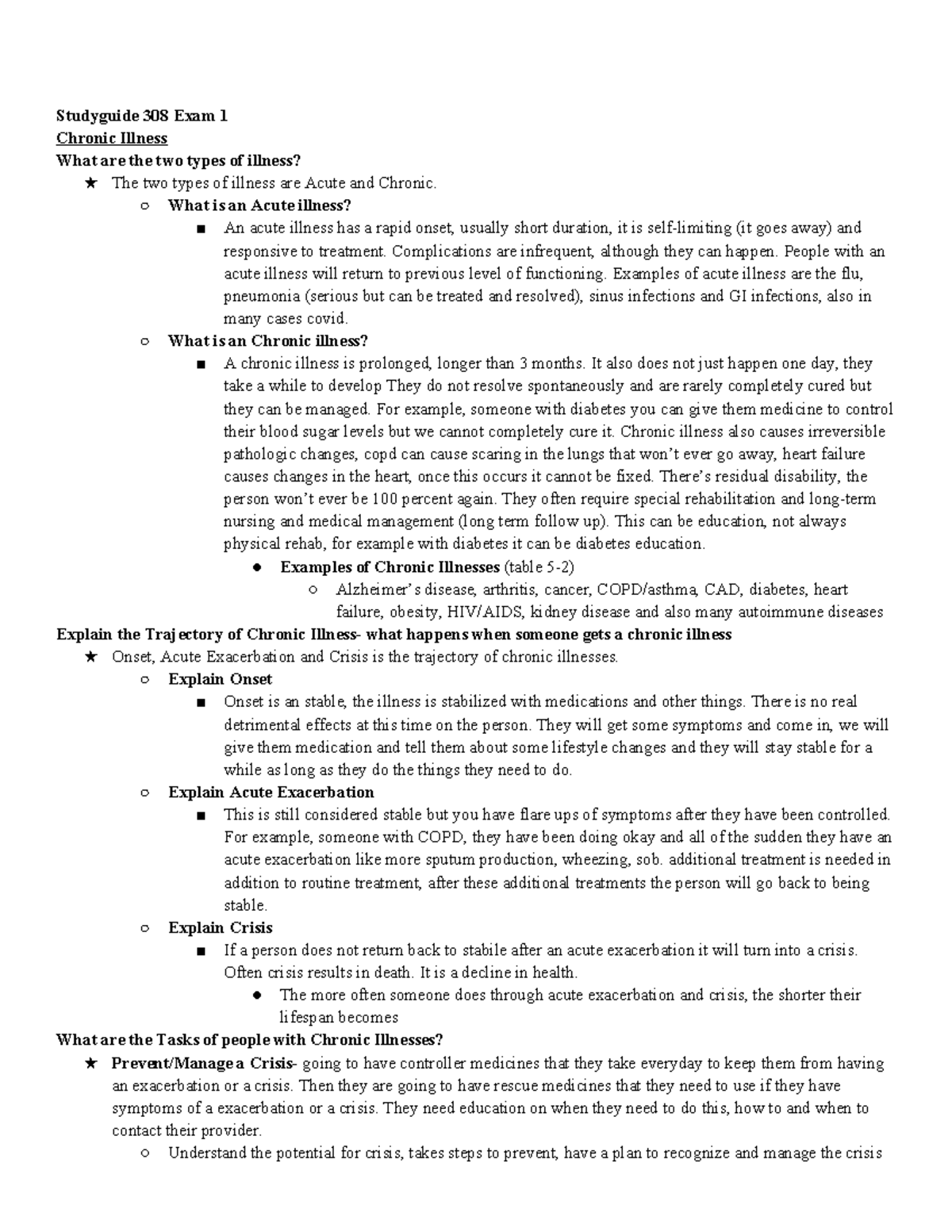 308 study guide exam 1 - lecture notes - Studyguide 308 Exam 1 Chronic ...