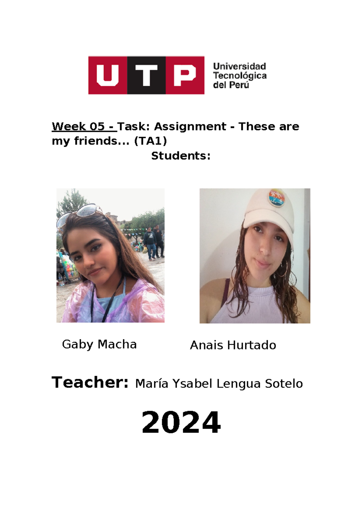 Week 5 - Task Assignment - These are my friends... TA1 (1) - Week 05 - Task: Assignment - These ...