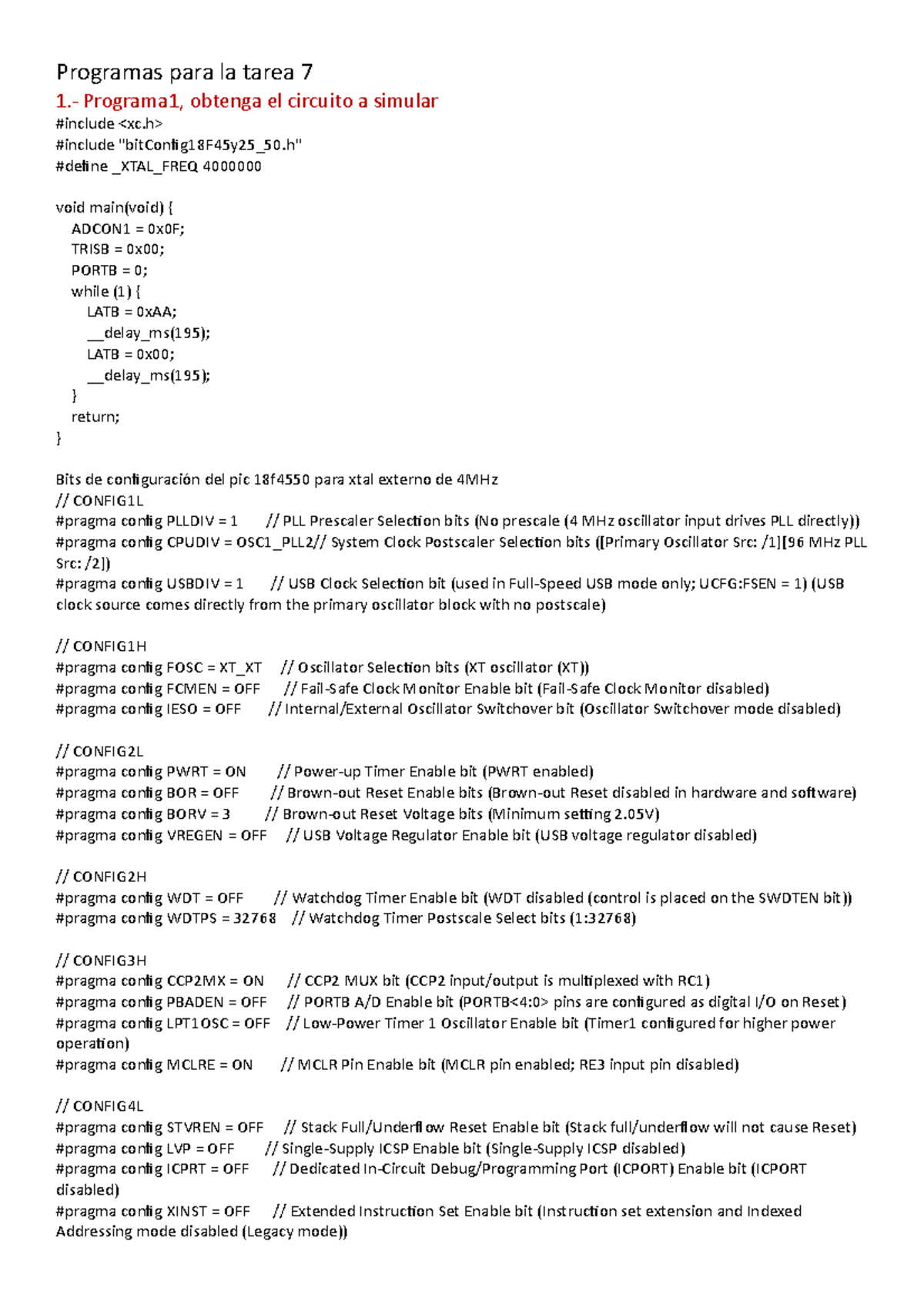 Programas para la tarea 7 y 8 - Programas para la tarea 7 1.- Programa1 ...