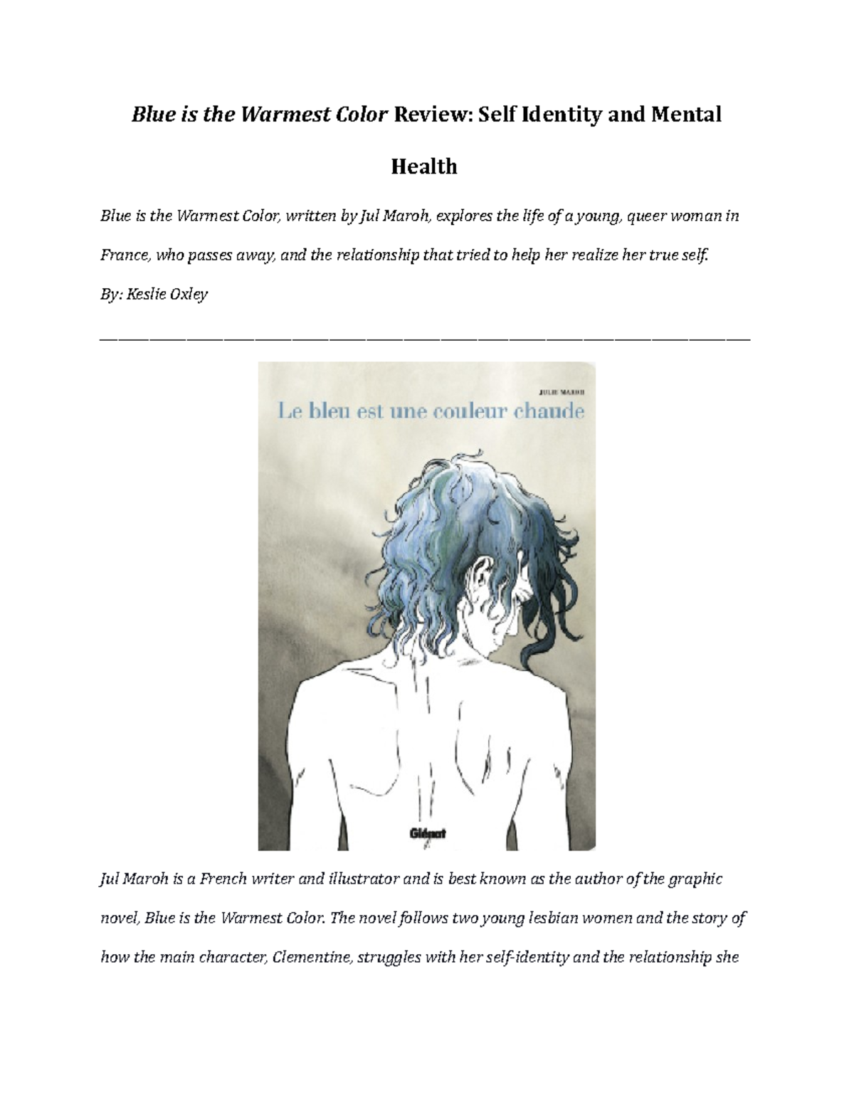 Atlantic Book Analysis Final - Blue is the Warmest Color Review: Self ...