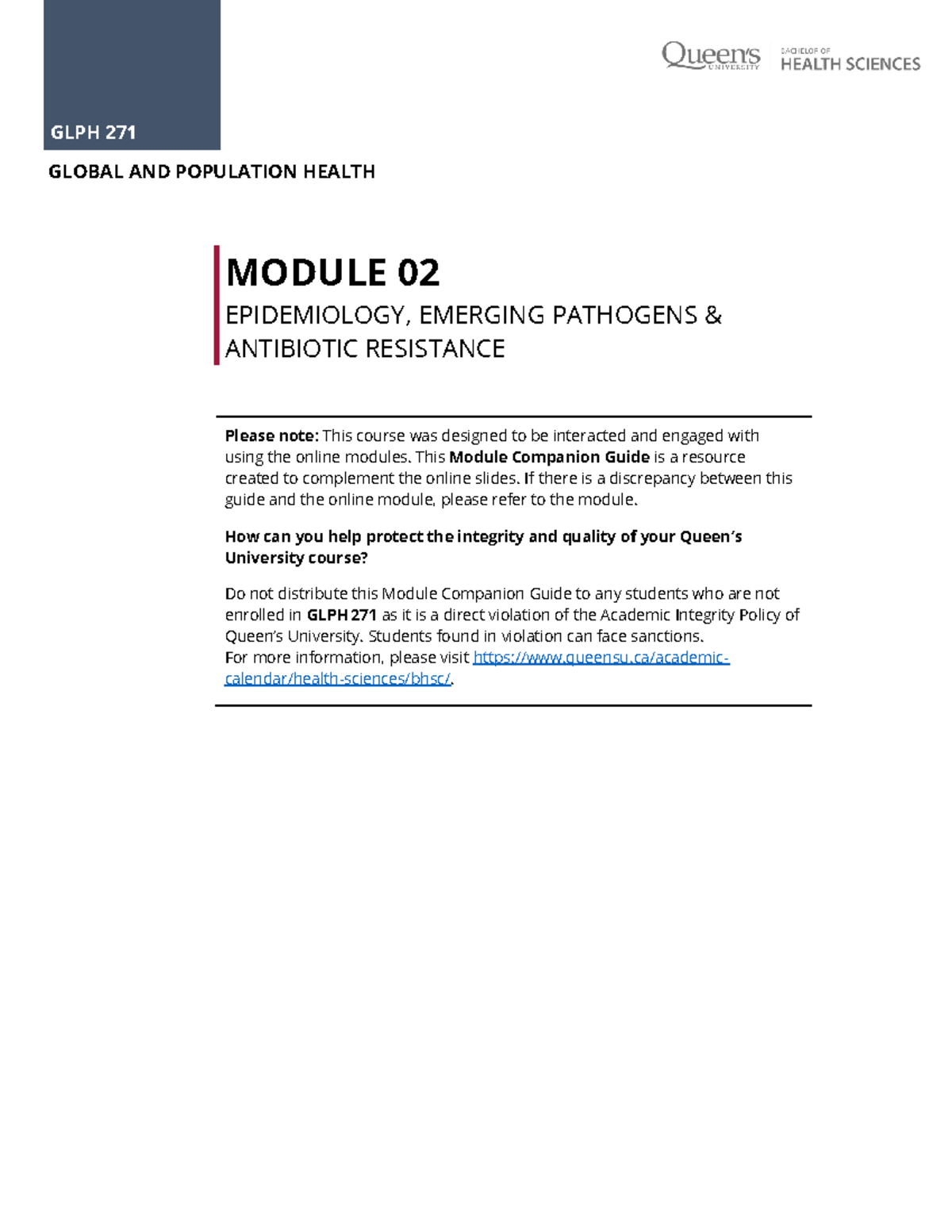 GLPH271 M02 Companion Guide - MODULE 02 EPIDEMIOLOGY, EMERGING ...