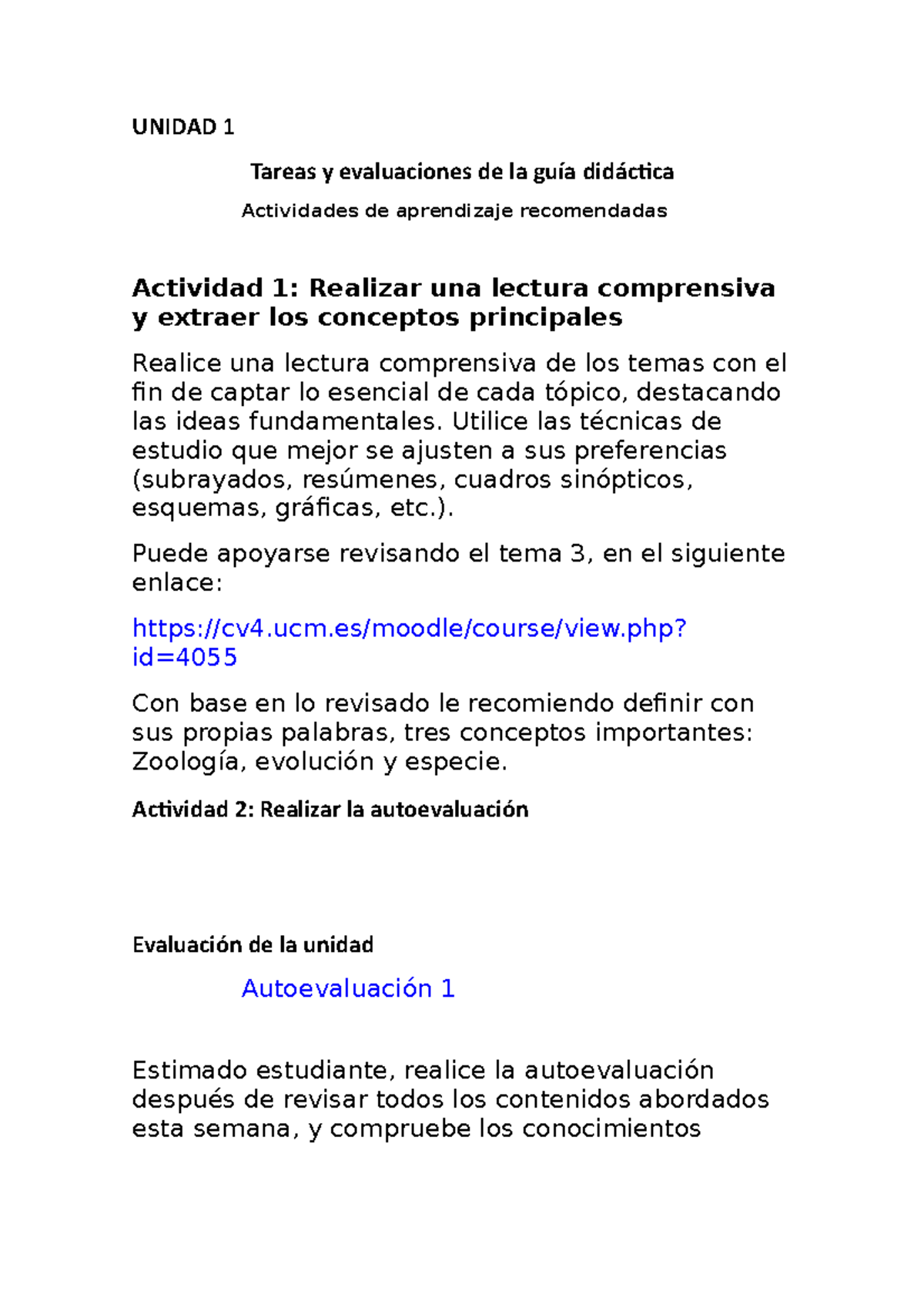 Unidad 1 (Recuperado automáticamente) - UNIDAD 1 Tareas y evaluaciones de la guía didáctica ...