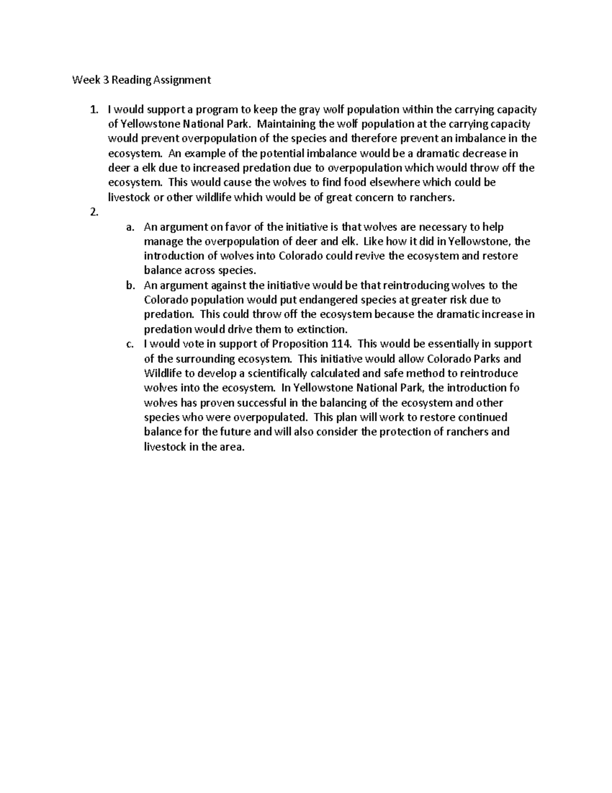 Week 3 Reading Assignment - Week 3 Reading Assignment I would support a ...