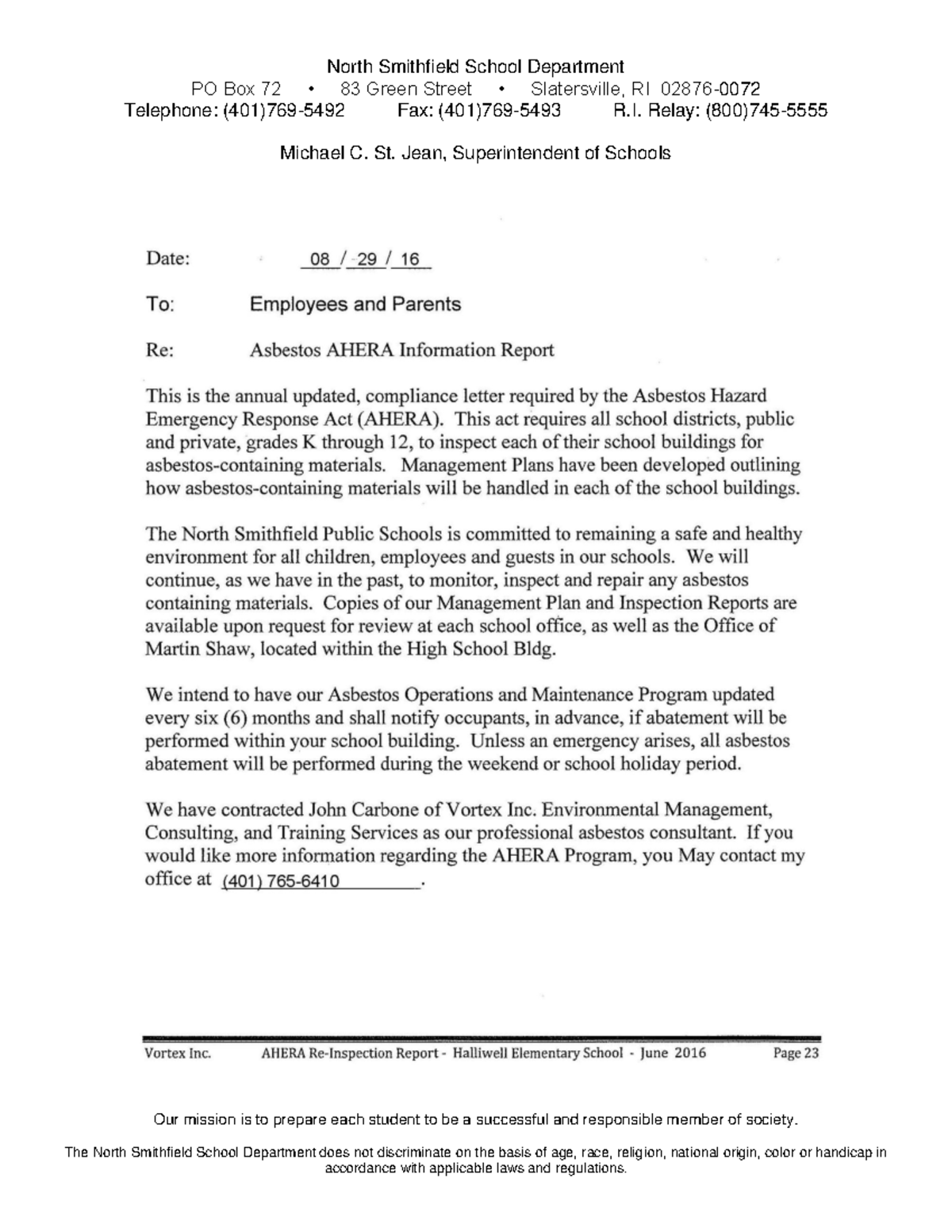 Asbestos Ahera Information Report 2016-17 Halliwell - BUS 5505 - North ...