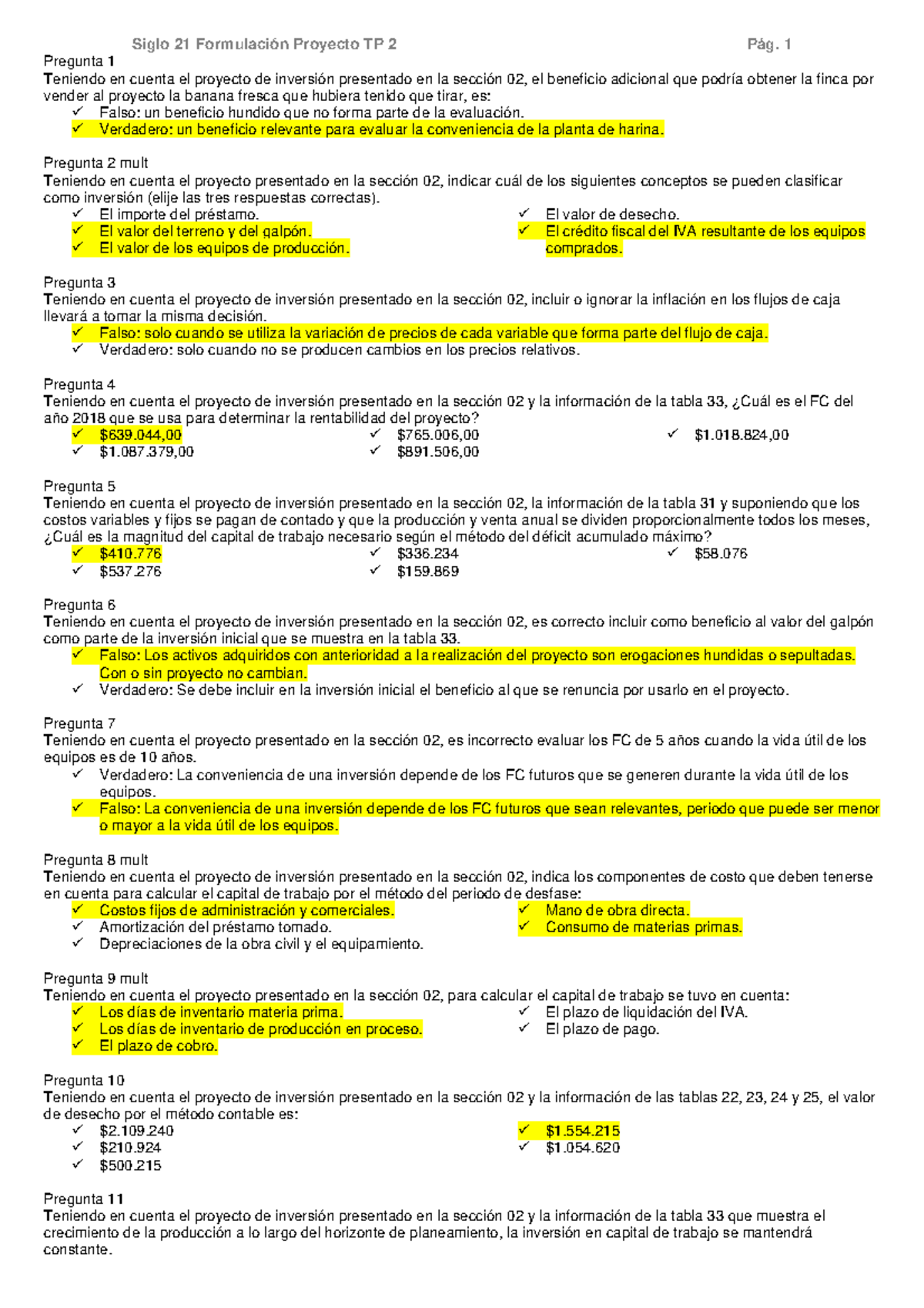 Siglo 21 Formulación de proyectos TP 2 - Formulacion y evaluacion de proyectos - Siglo 21 - Studocu