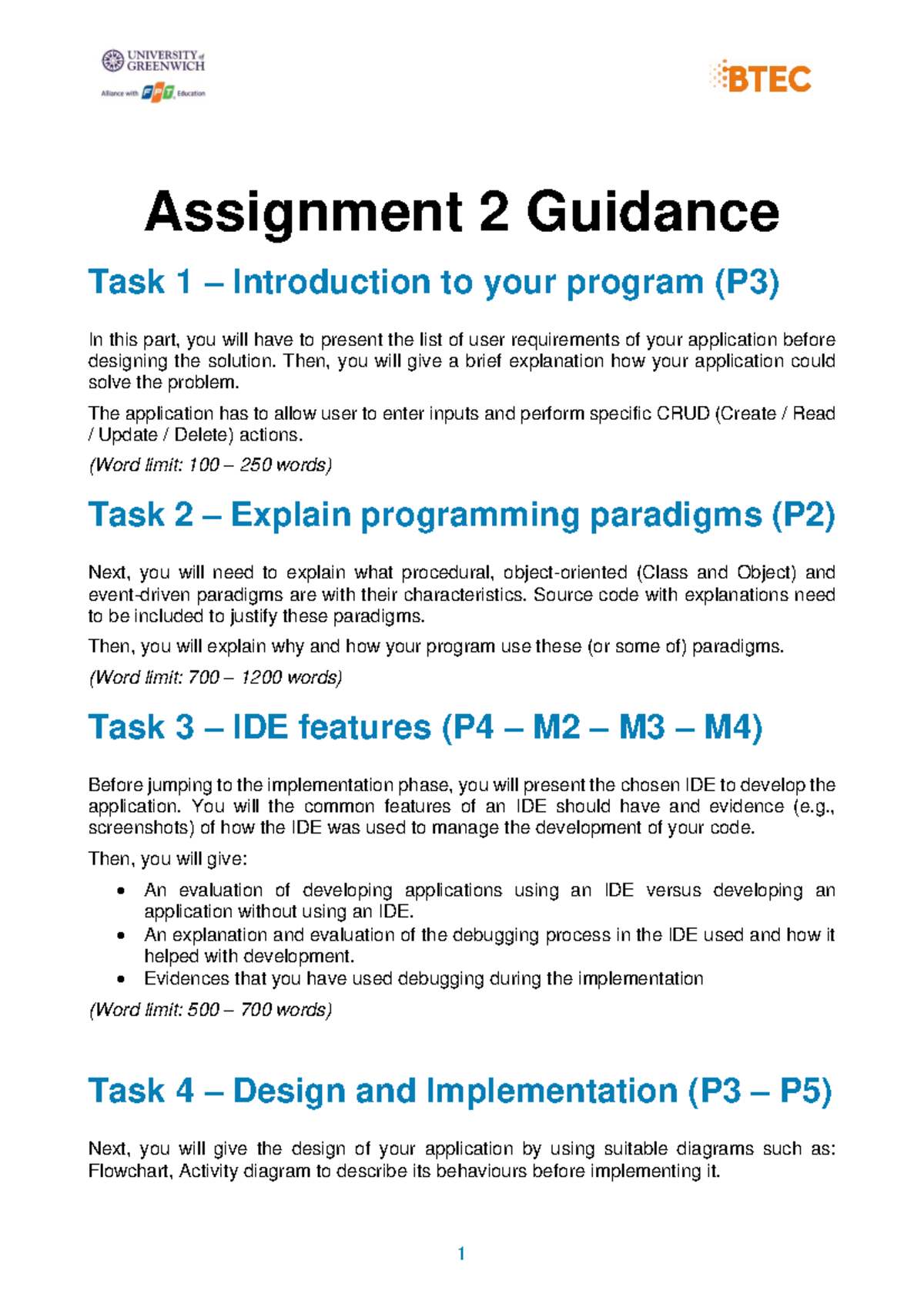 1 Unit 1 - Assignment 2 Guidance 20210910 - 1 Assignment 2 Guidance Task 1 – Introduction to ...