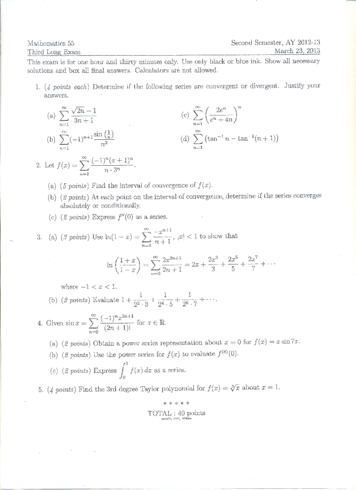 Exam 23 March 2013, questions - Elementary Analysis III - Studocu