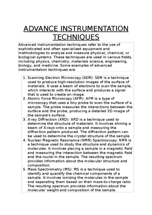 Advance Instrumentation Techniques - ADVANCE INSTRUMENTATION TECHNIQUES ...