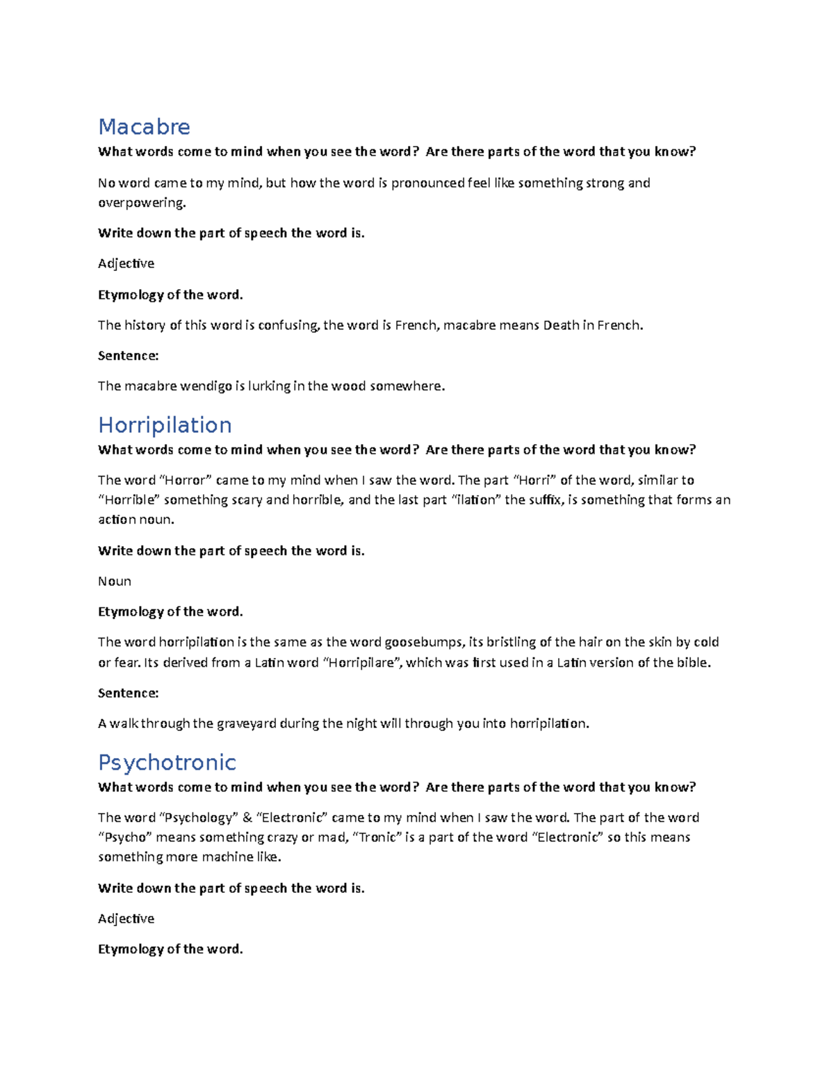 Chapter 7 Assignment - Macabre What words come to mind when you see the ...