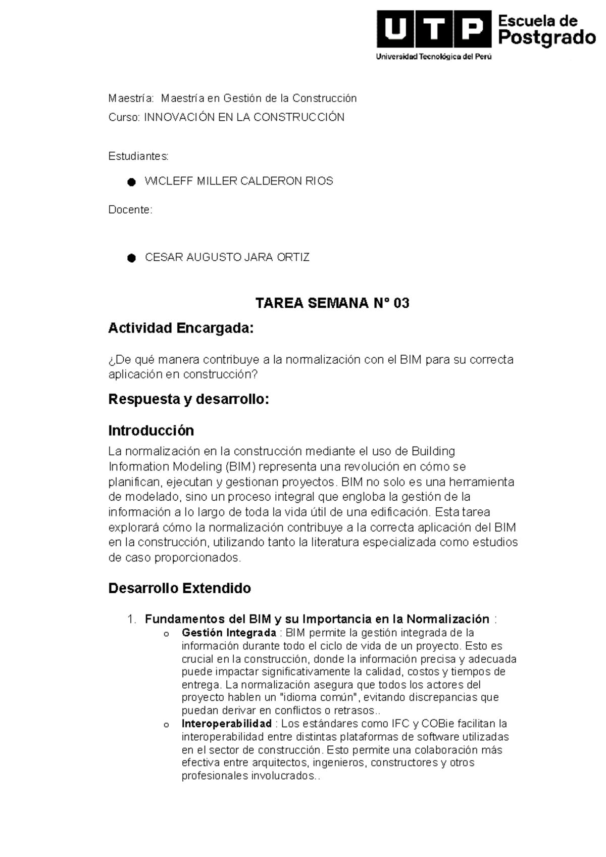 Tarea N°3- Wicleff Miller Calderon RIOS - Maestría: Maestría en Gestión ...