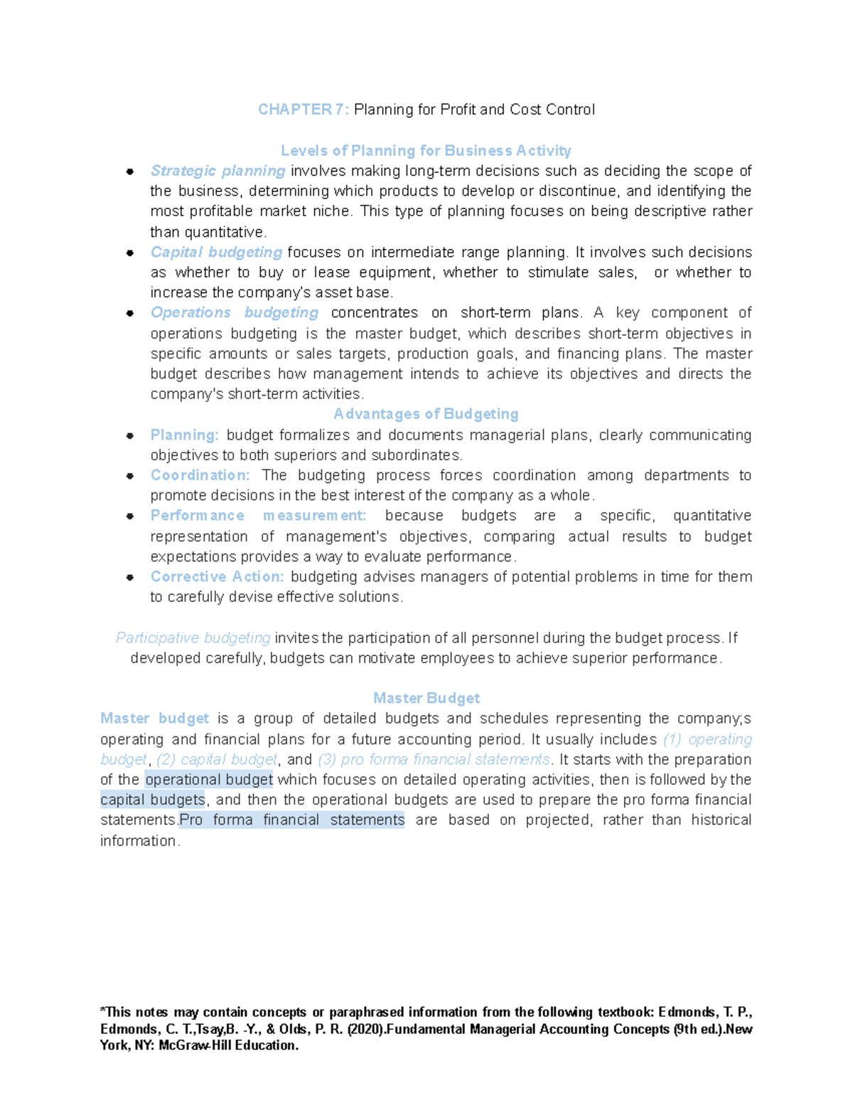 Principles of Managerial Accounting- Chapter 7 Notes - CHAPTER 7 ...