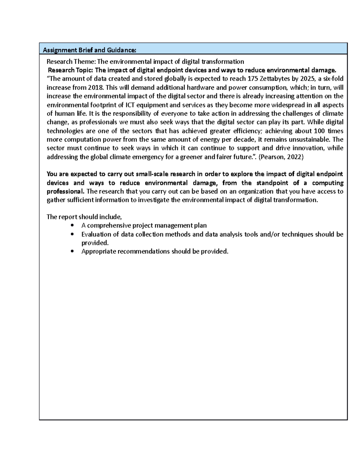 PCP Task Breakdown Digital transformation - Assignment Brief and Guidance: Research Theme: The ...