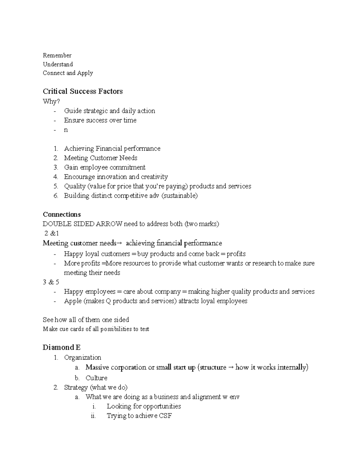 BU111 Review - detailed lecture notes - Remember Understand Connect and ...