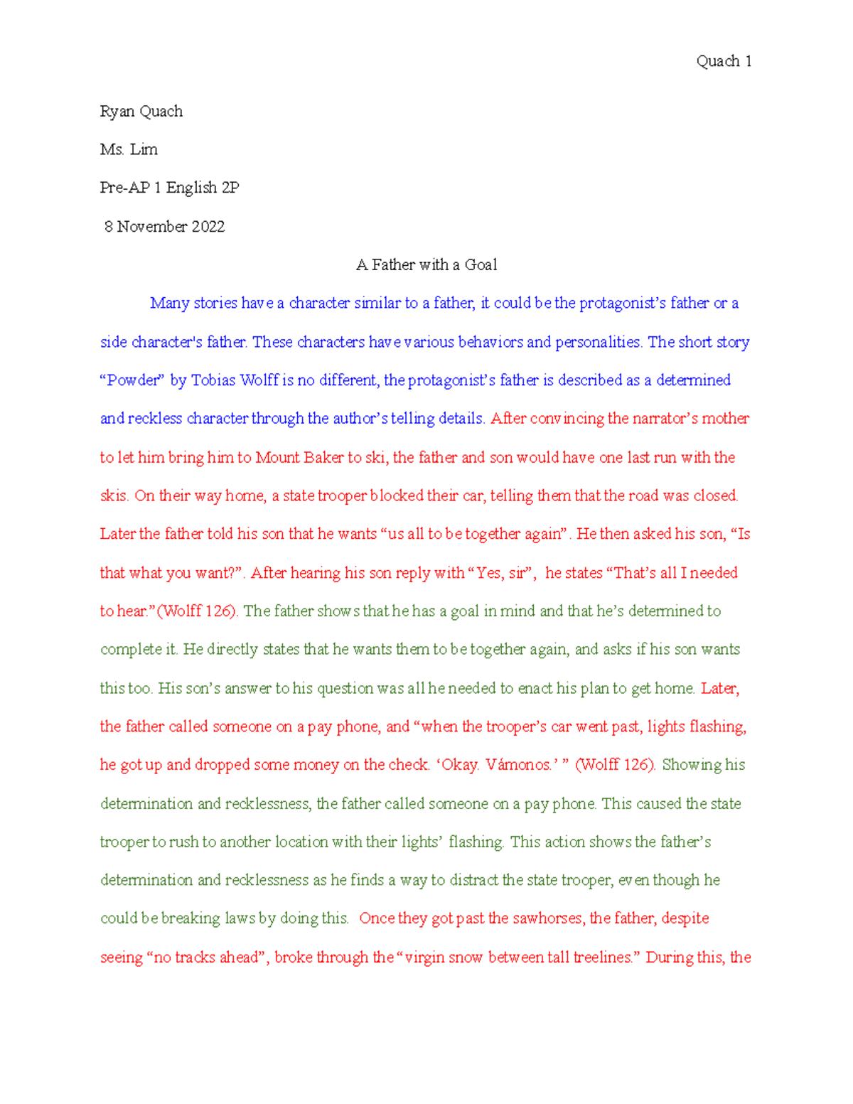 Copy of Paragraph - English essay I did - Quach 1 Ryan Quach Ms. Lim ...
