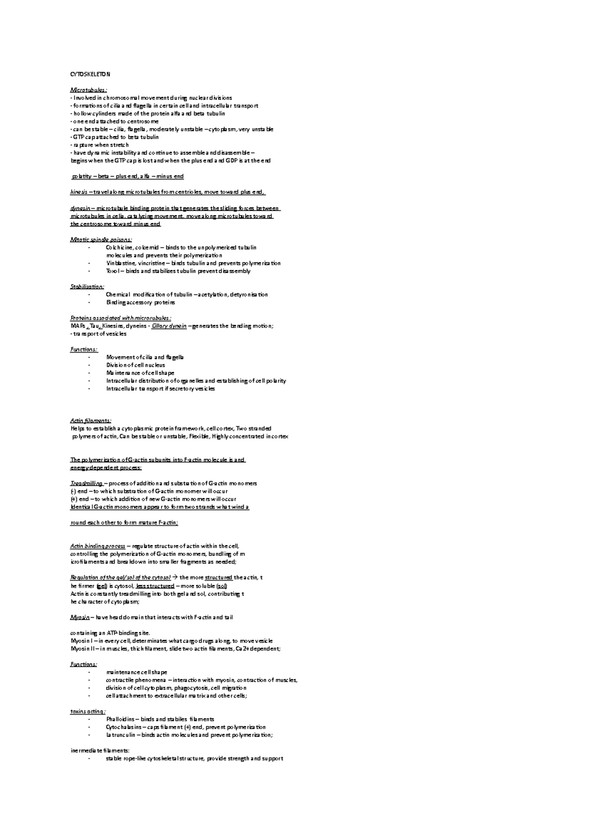 Cytoskeleton - cytobiology - CYTOSKELETON Microtubules: Involved in ...