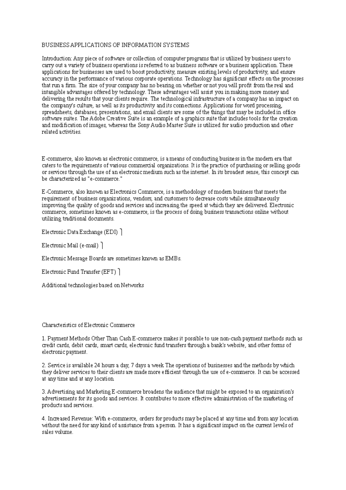 Business Applications - BUSINESS APPLICATIONS OF INFORMATION SYSTEMS ...