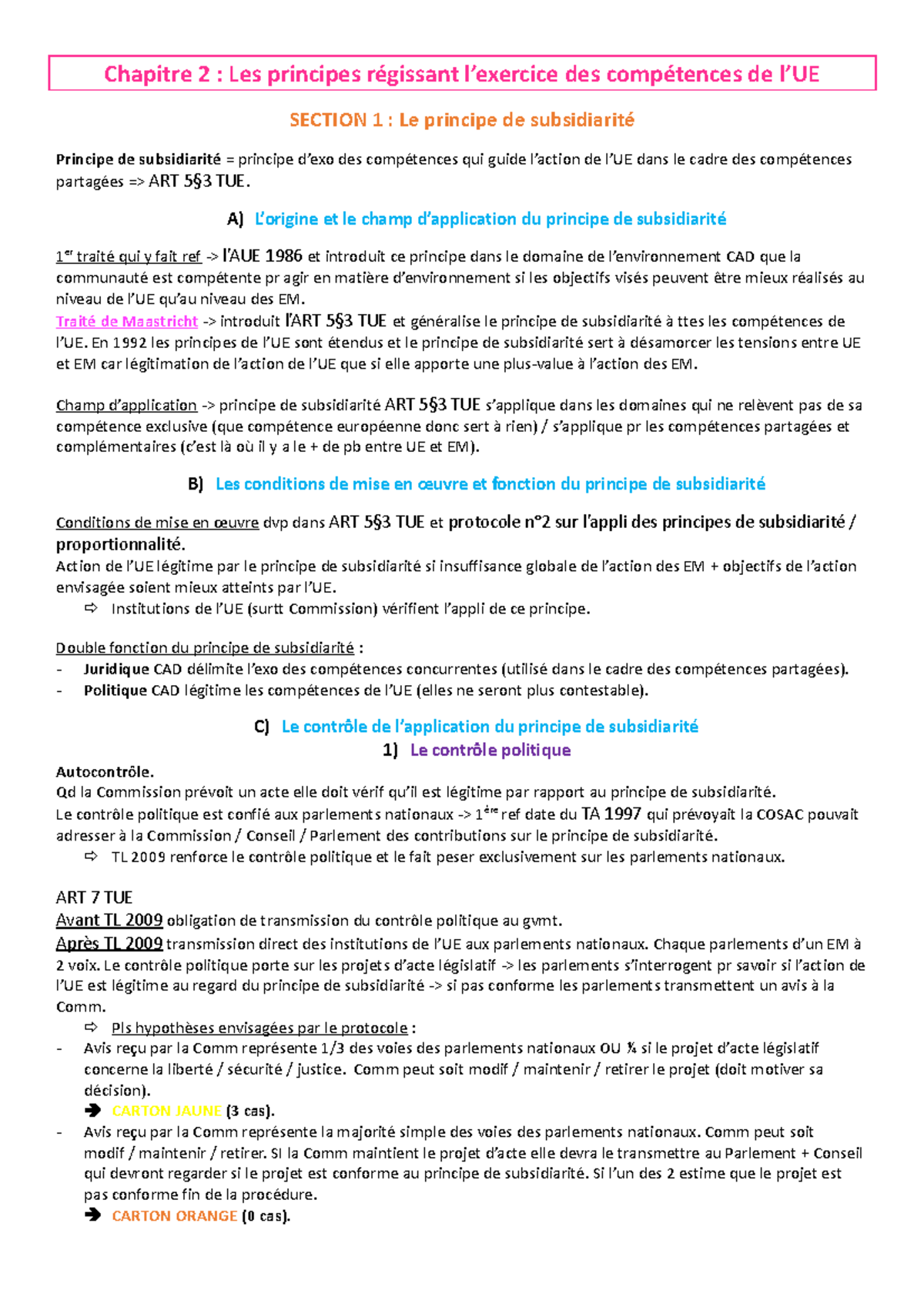 Fiche CHAP2 UE - Chapitre 2 : Les principes régissant l’exercice des ...