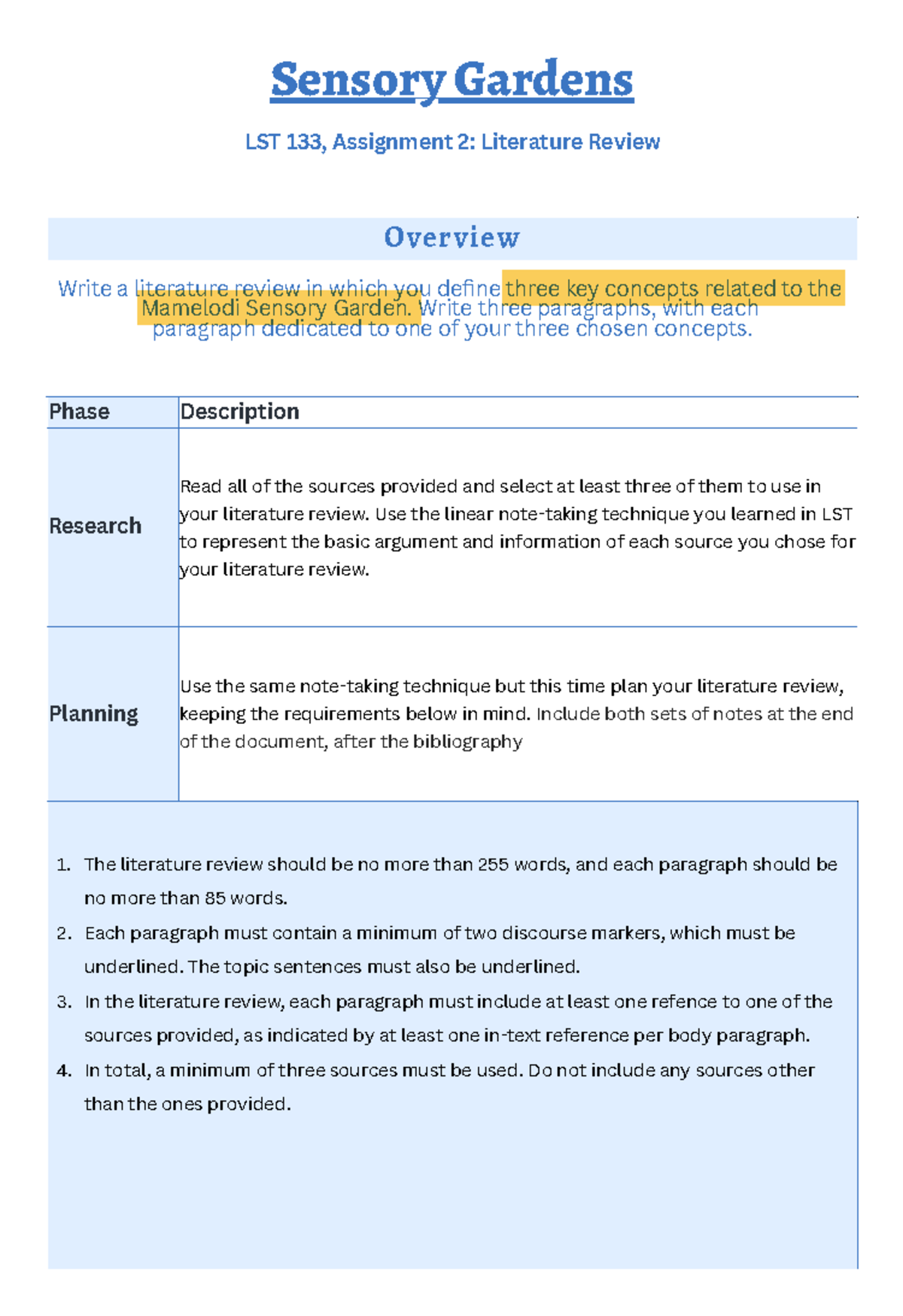 LST 133 Assignment 2 Brief - Sensory Gardens LST 133, Assignment 2 ...