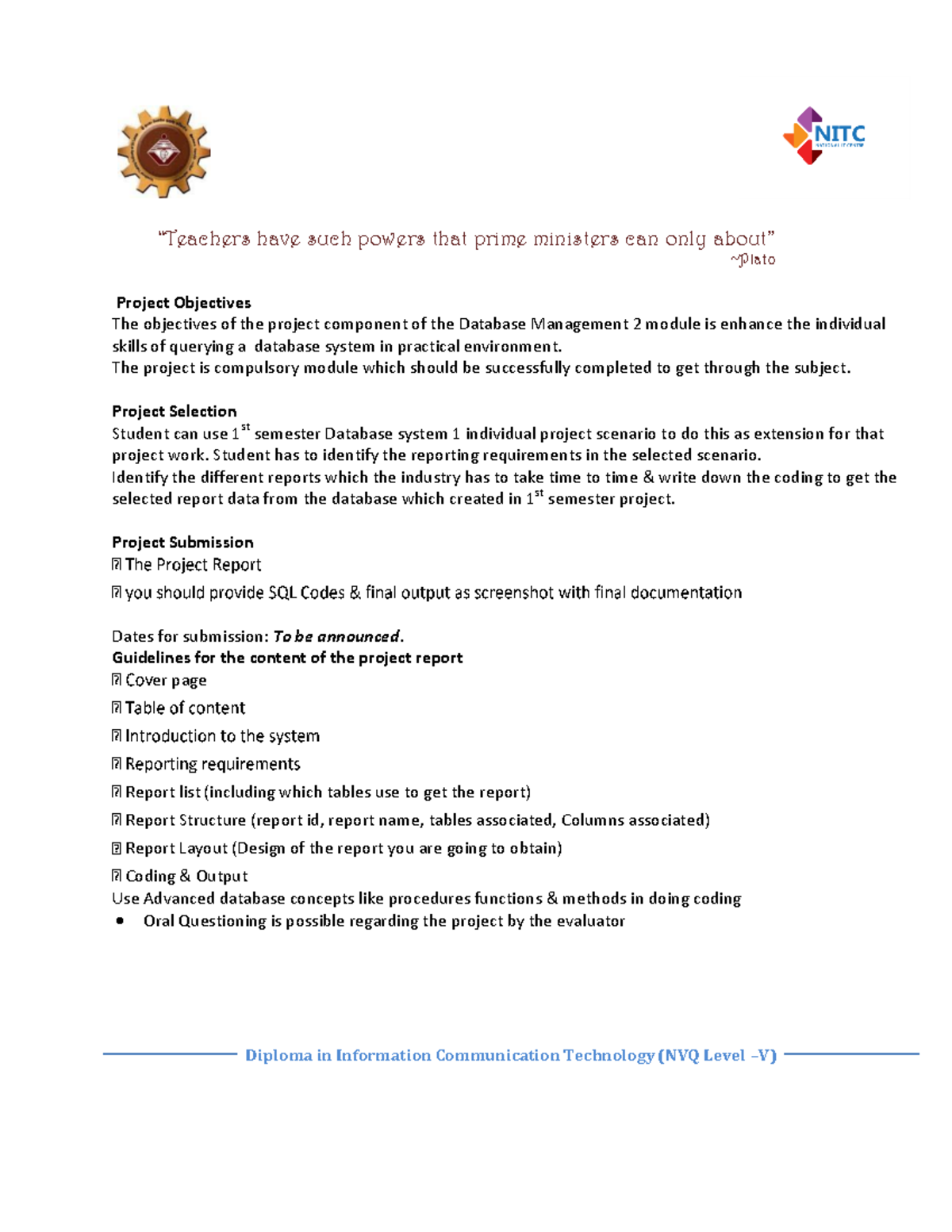 Project Objectives - DB II - Database Implementation - Studocu