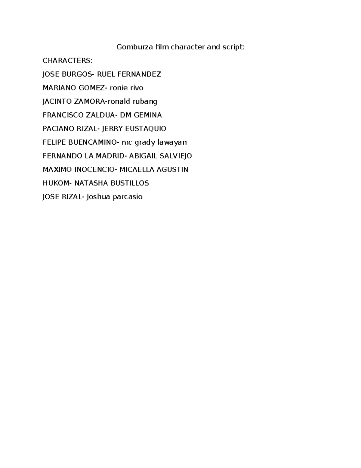 Gomburza-FILM- Script - Gomburza film character and script: CHARACTERS ...