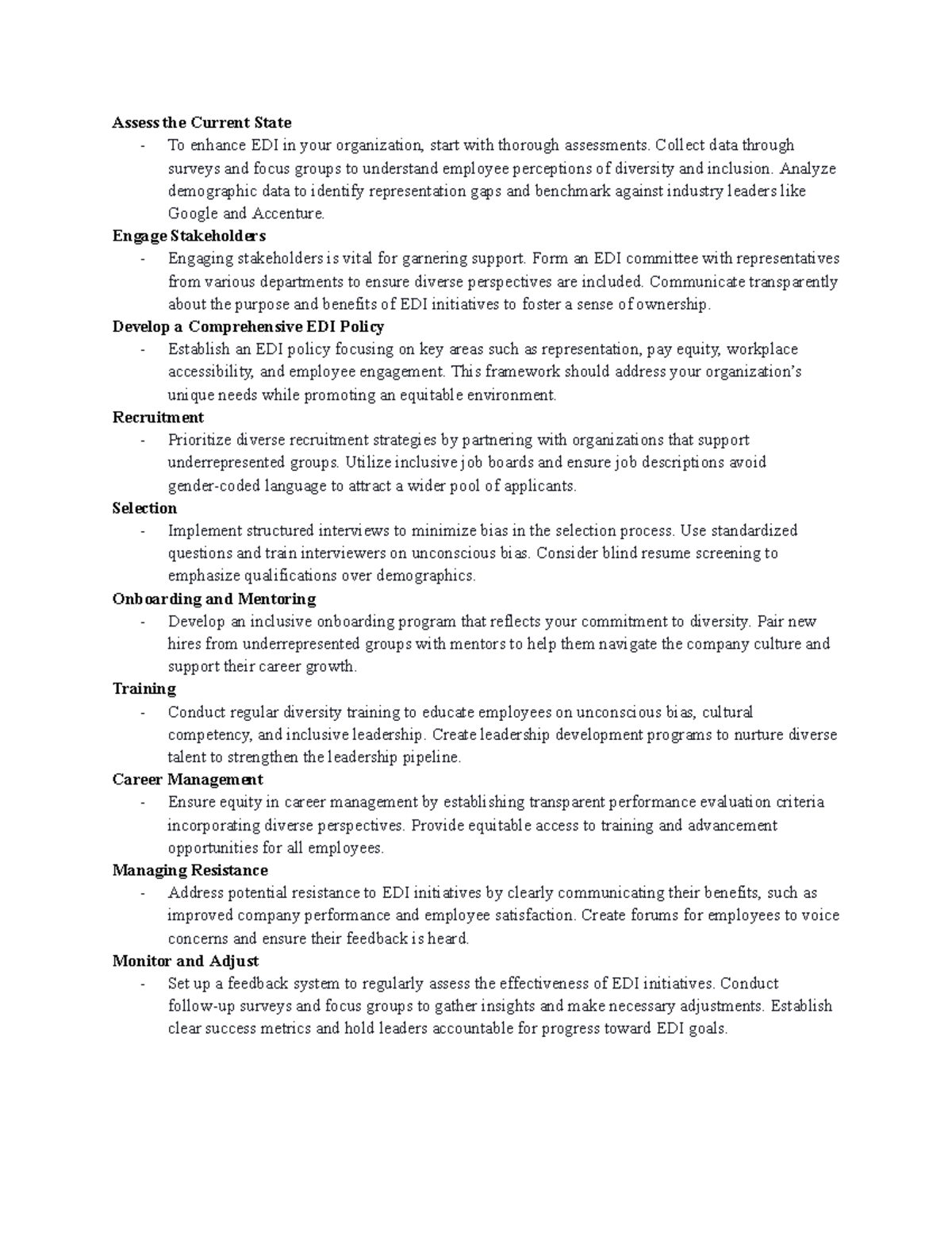 ROLE PLAY Group Assignment - Assess the Current State - To enhance EDI ...