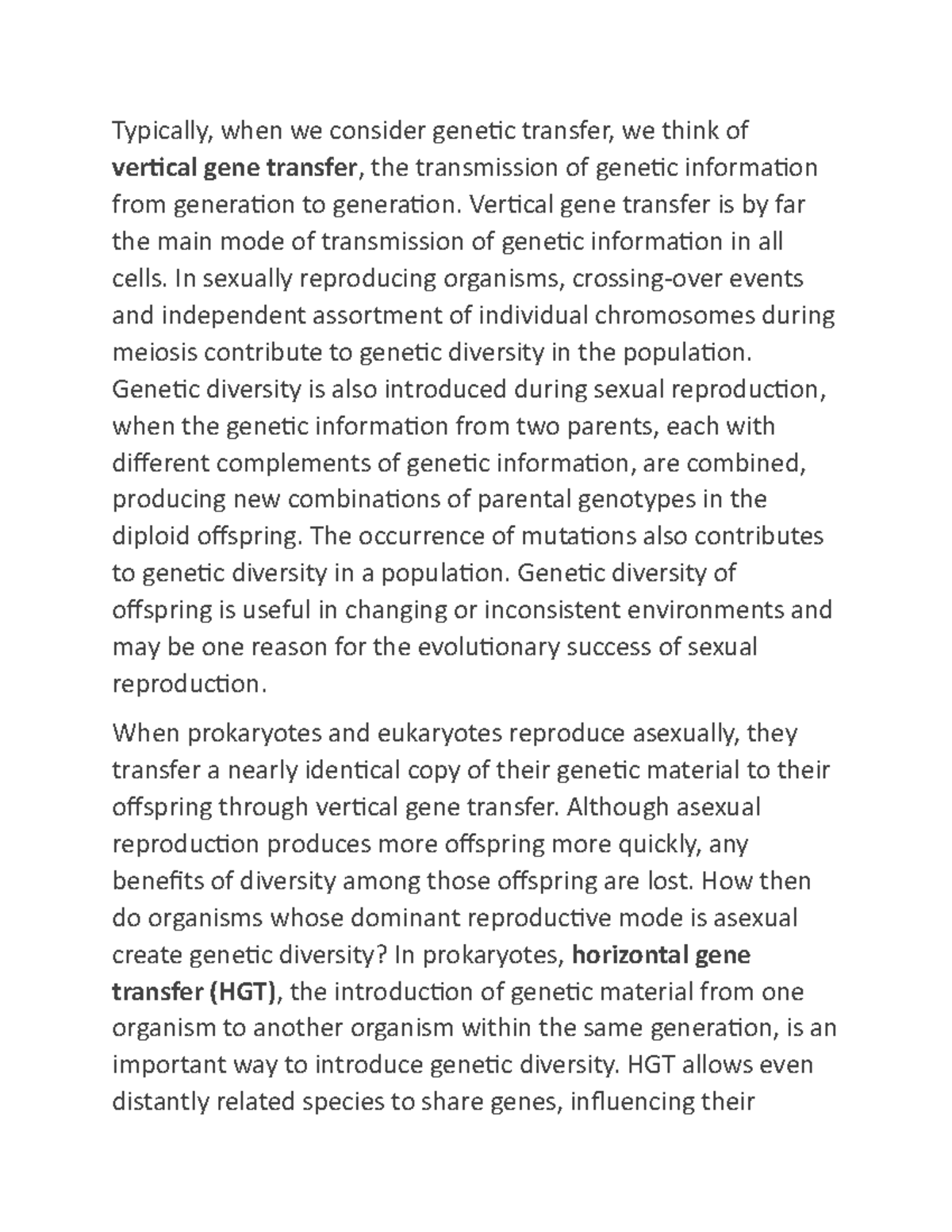 How Asexual Prokaryotes Achieve Genetic Diversity - 17976 - BCU - Studocu