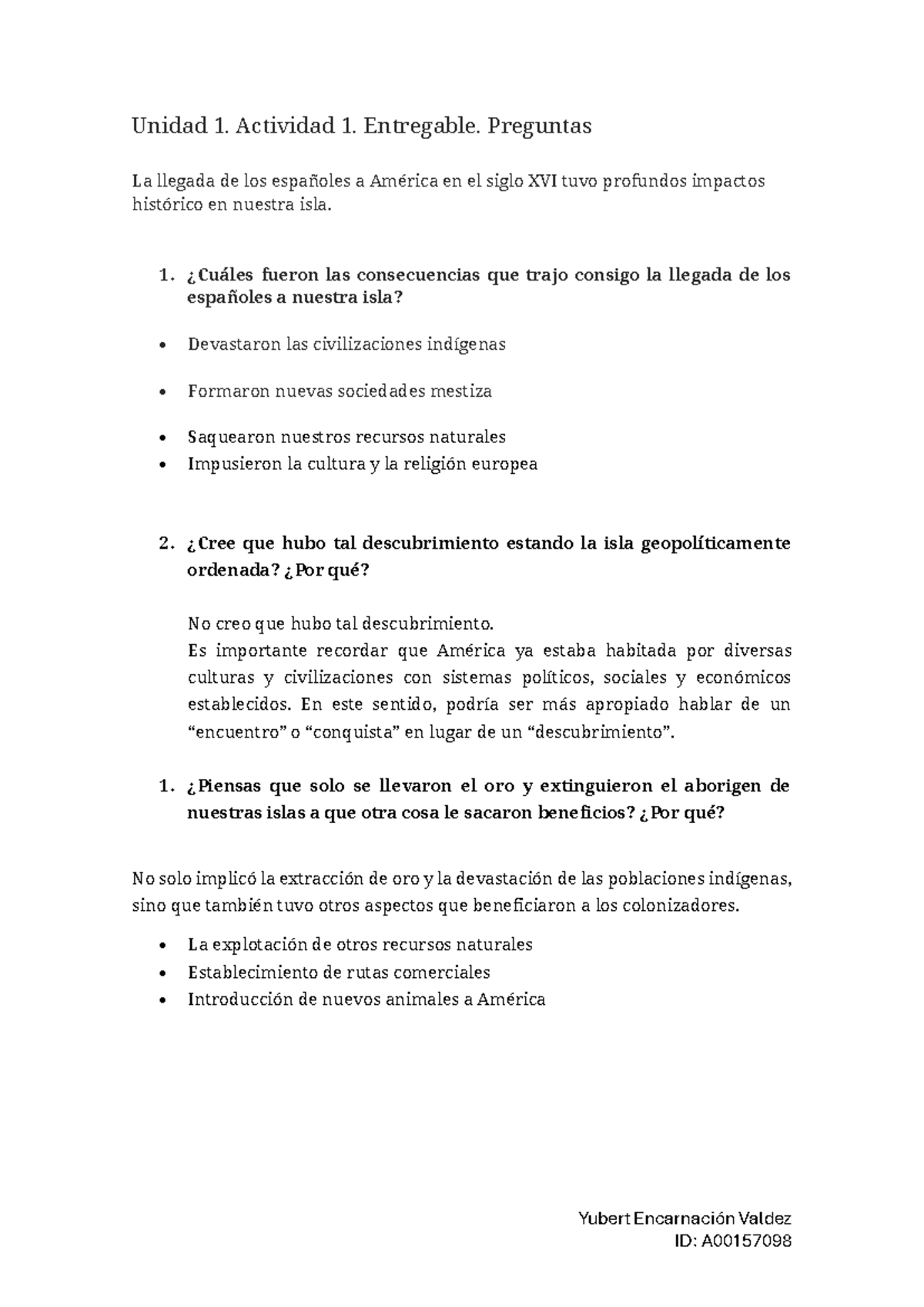 Unidad 1. Actividad 1. Entregable. Preguntas - Yubert Encarnación ...