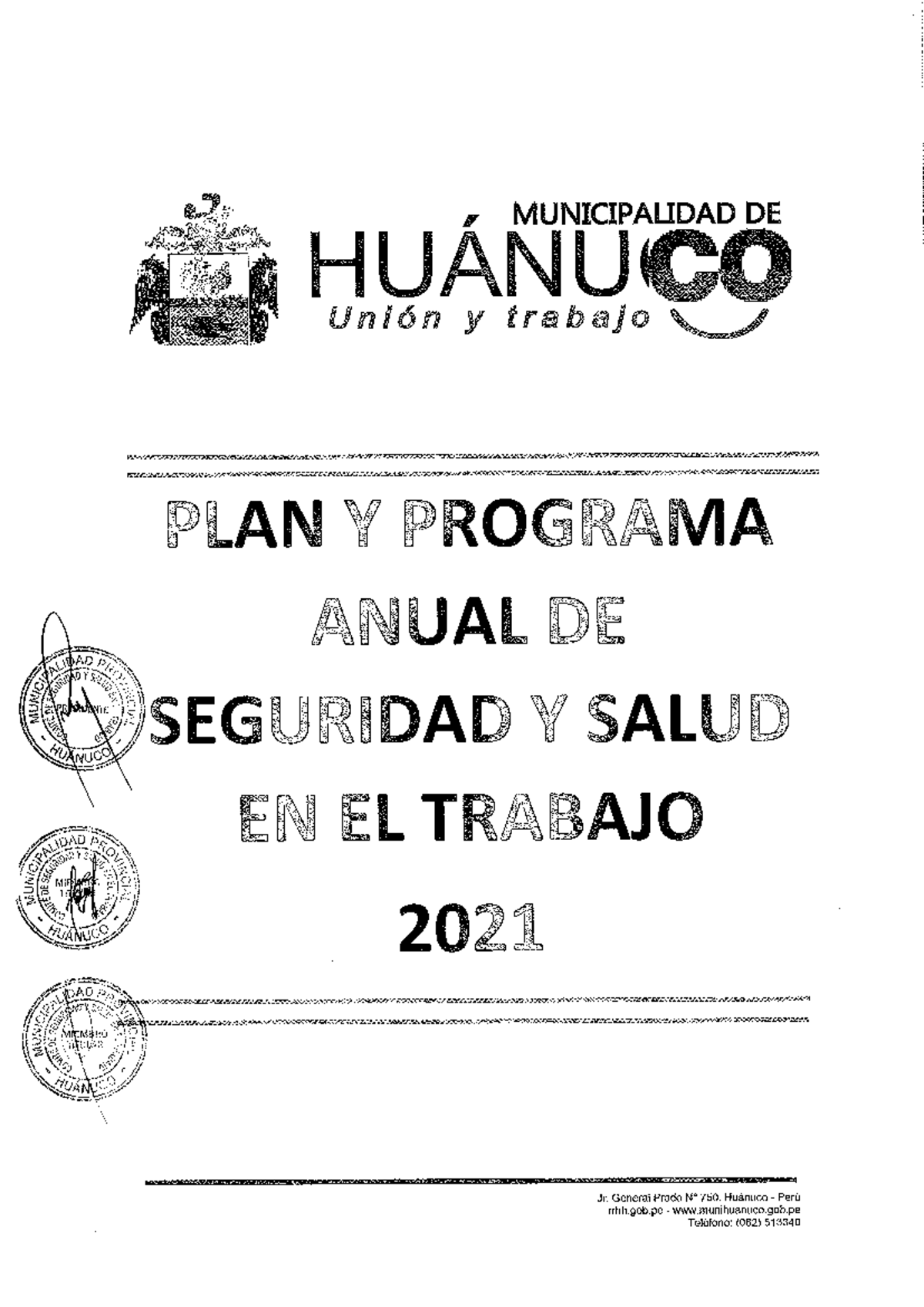 6-Plan y Programa Anual de Seguridad y Salud en el Trabajo - Documentacion en Seguridad - Studocu