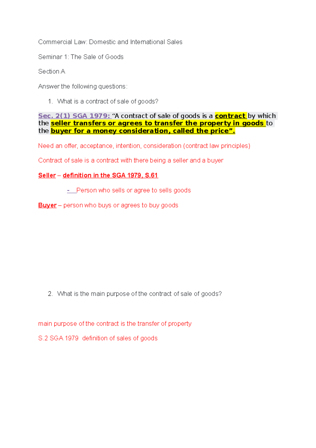 Commercial Law sem 1 revised - Commercial Law: Domestic and ...