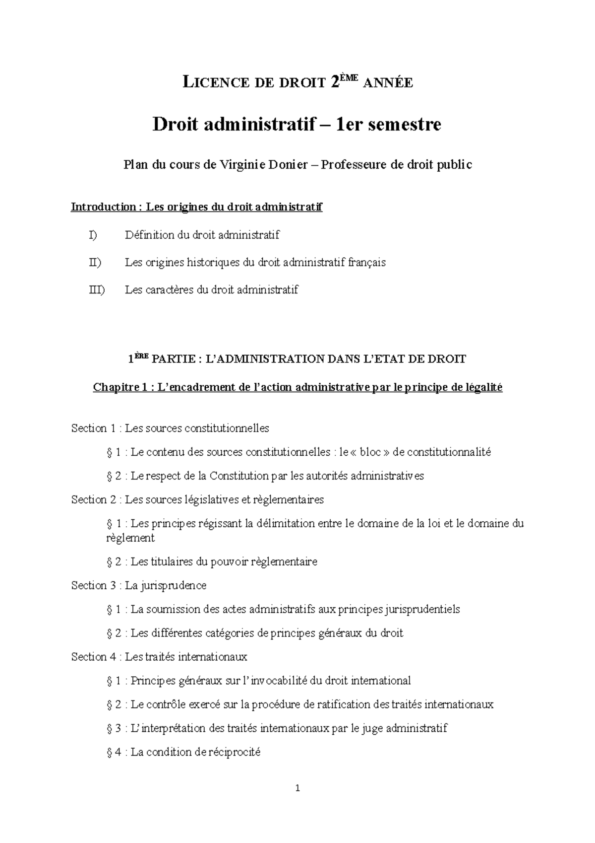 Plan-biblio-etudiants - LICENCE DE DROIT 2 ÈME ANNÉE Droit administratif – 1er semestre Plan du ...