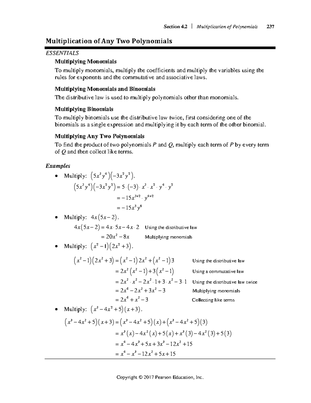 Section 4 - Multiplication of Polynomials Week 10-14 - Section 4 ...