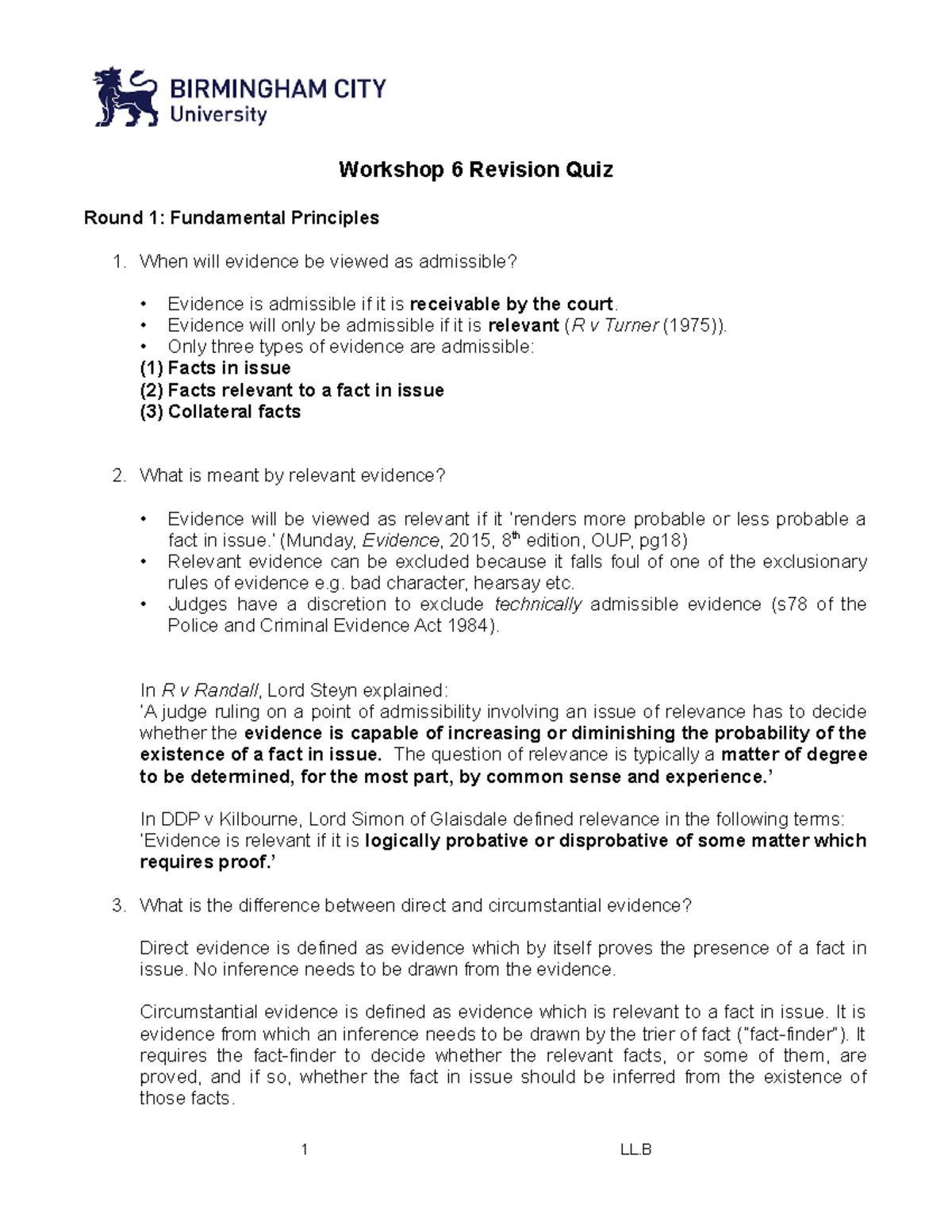 Workshop 6 Quiz Feedback - Workshop 6 Revision Quiz Round 1 ...