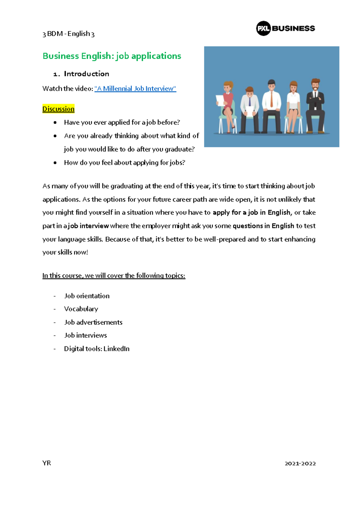 2122 job applications - KEY - Business English: job applications 1 ...