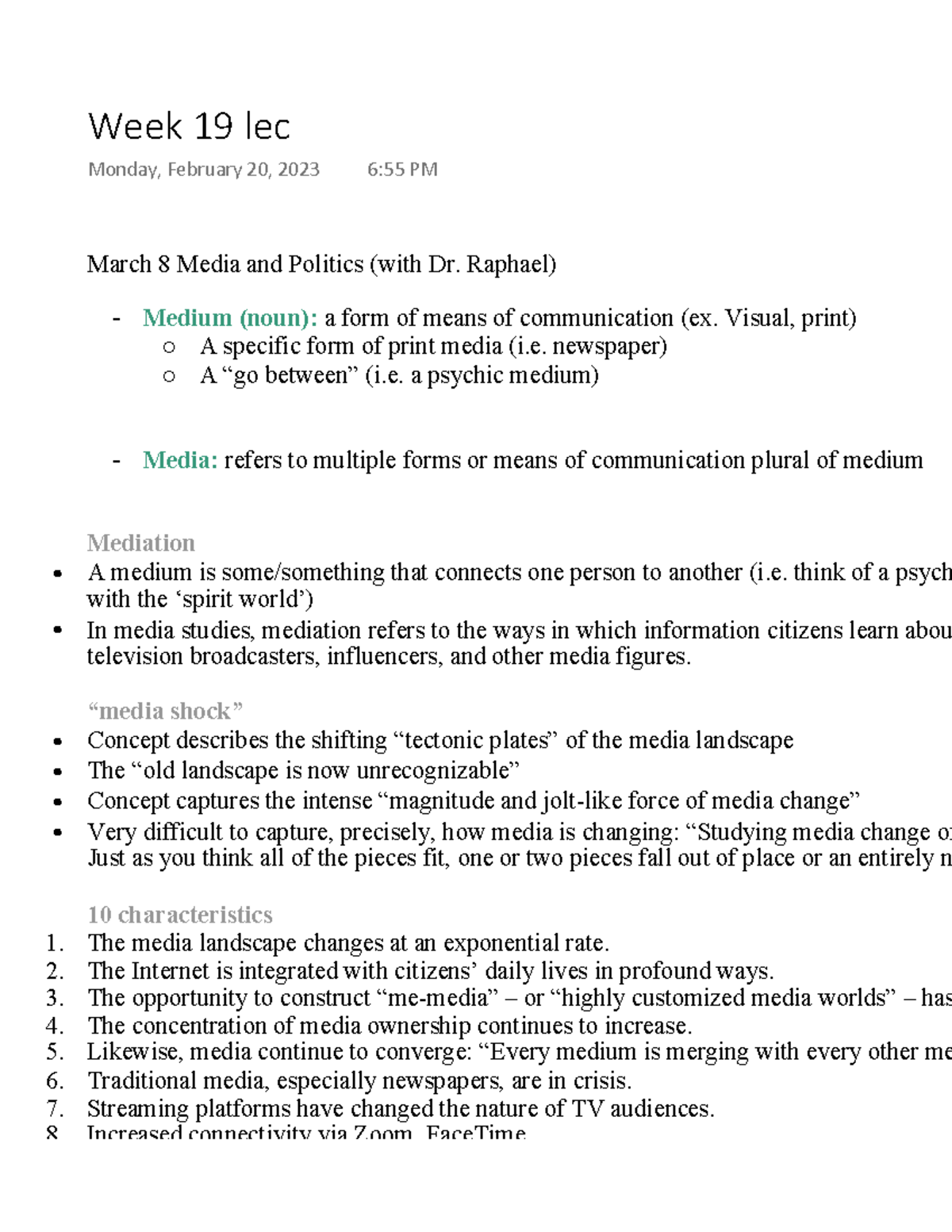 Week 19 lec - Media and Politics - March 8 Media and Politics (with Dr ...