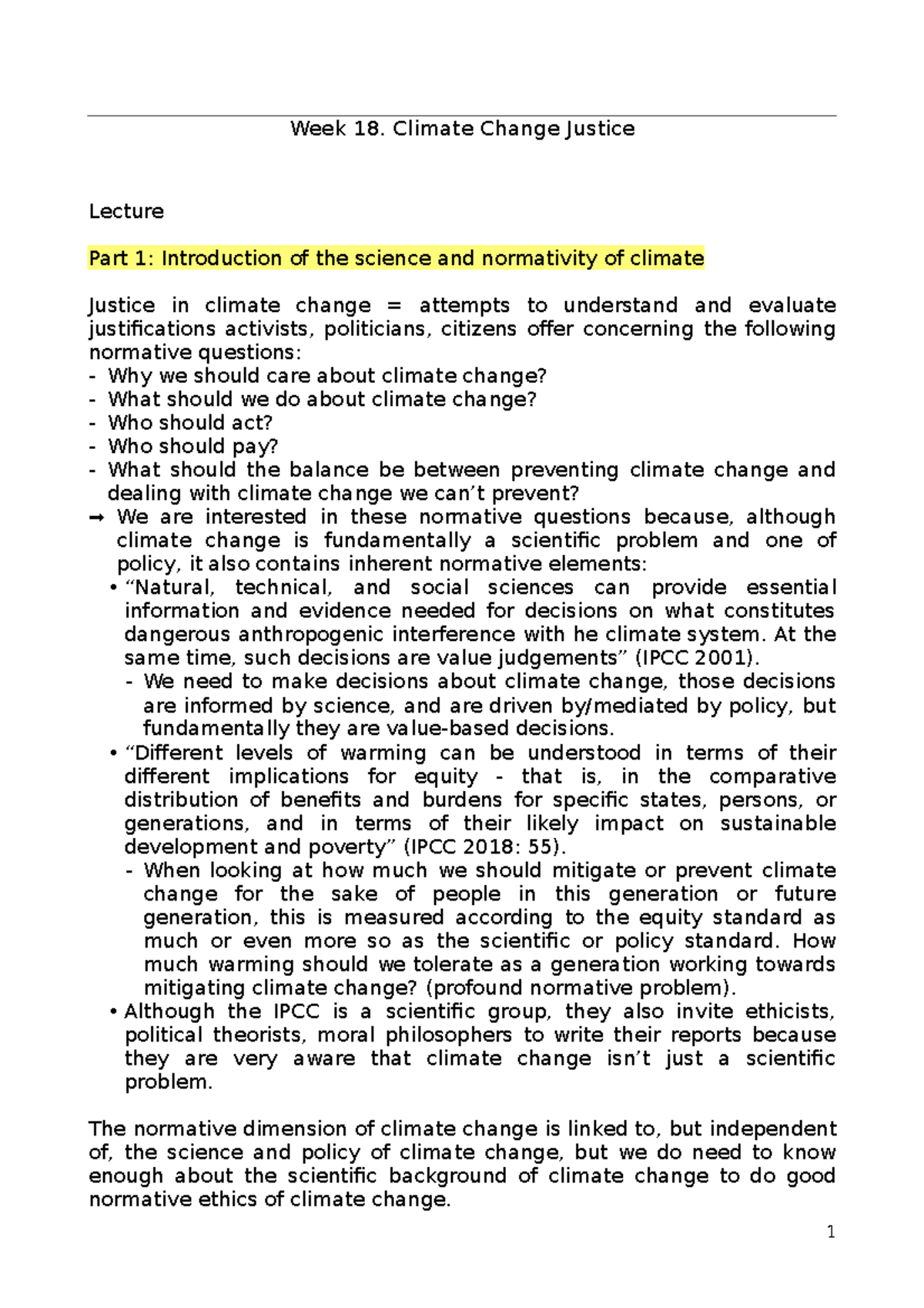 Climate Change Justice - Week 18. Climate Change Justice Lecture Part 1 ...