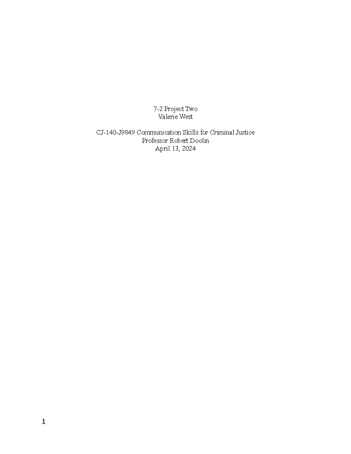 Project 2 - 7-2 Project Two Valerie West CJ-140-J9849 Communication ...