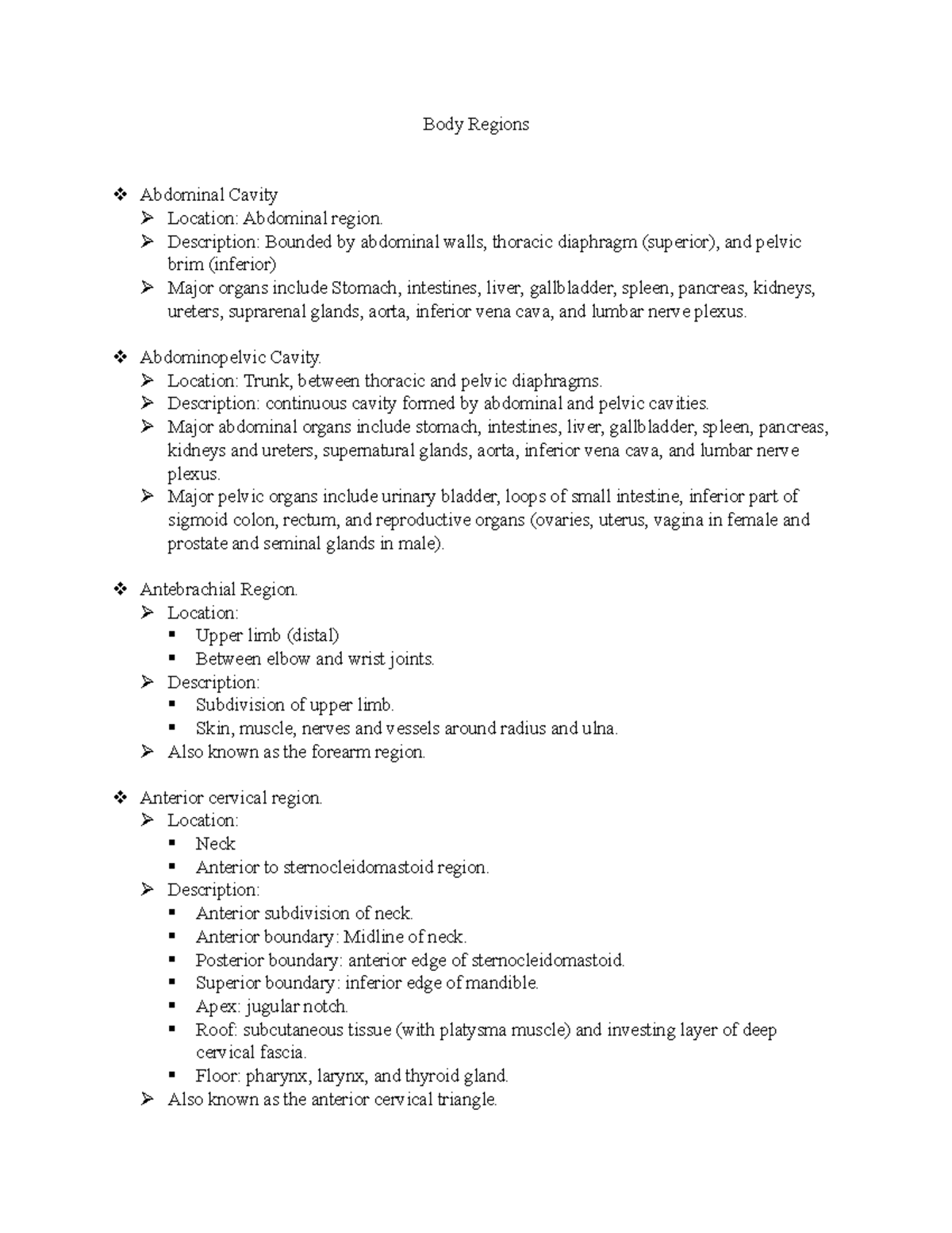 Body Regions - Body Regions Abdominal Cavity Location: Abdominal region ...