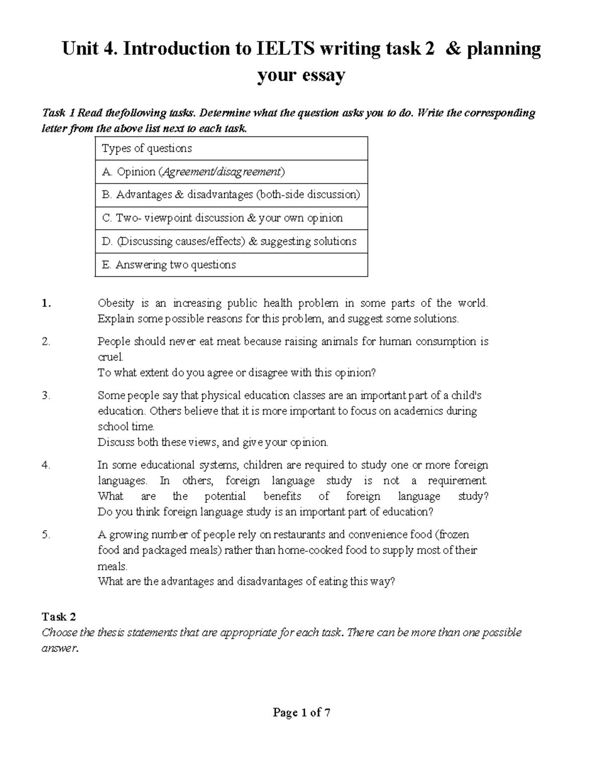 Unit 4 Day 1 Ielts Writing 4 Unit 4 Introduction To Ielts Writing