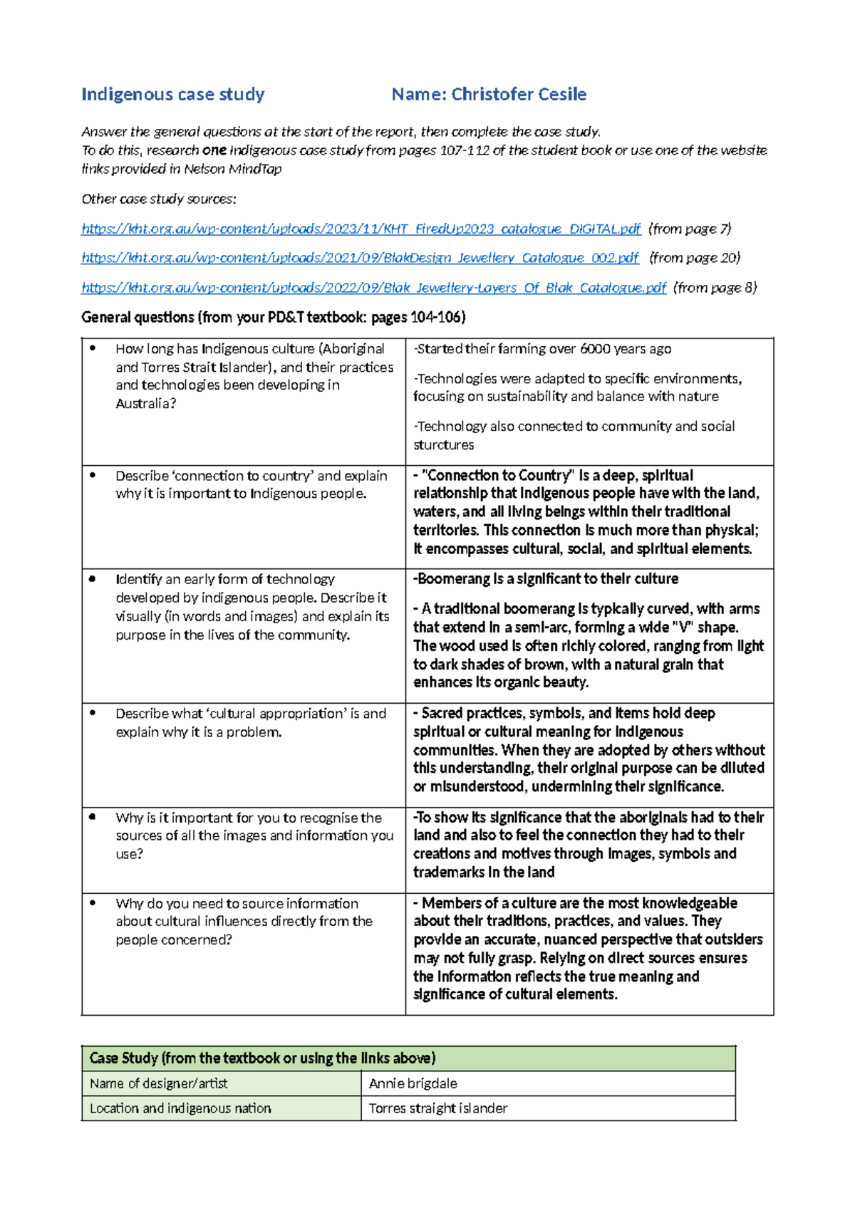 Christofer Cesile Indigenous case study report - Indigenous case study ...