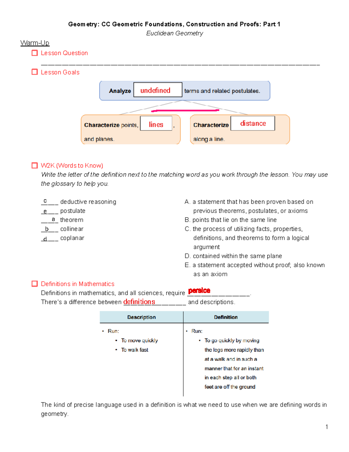 Brandon Letchworth - Geometry: CC Unit 2 (Geometric Foundations ...