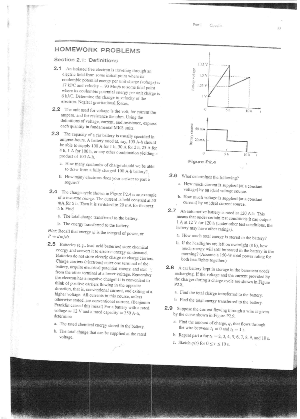 Ch2 - Good luck - Part I Circuits 65 HOMEWORK PROBLEMS Section 2: Definitions 1 V 2 An isolated ...