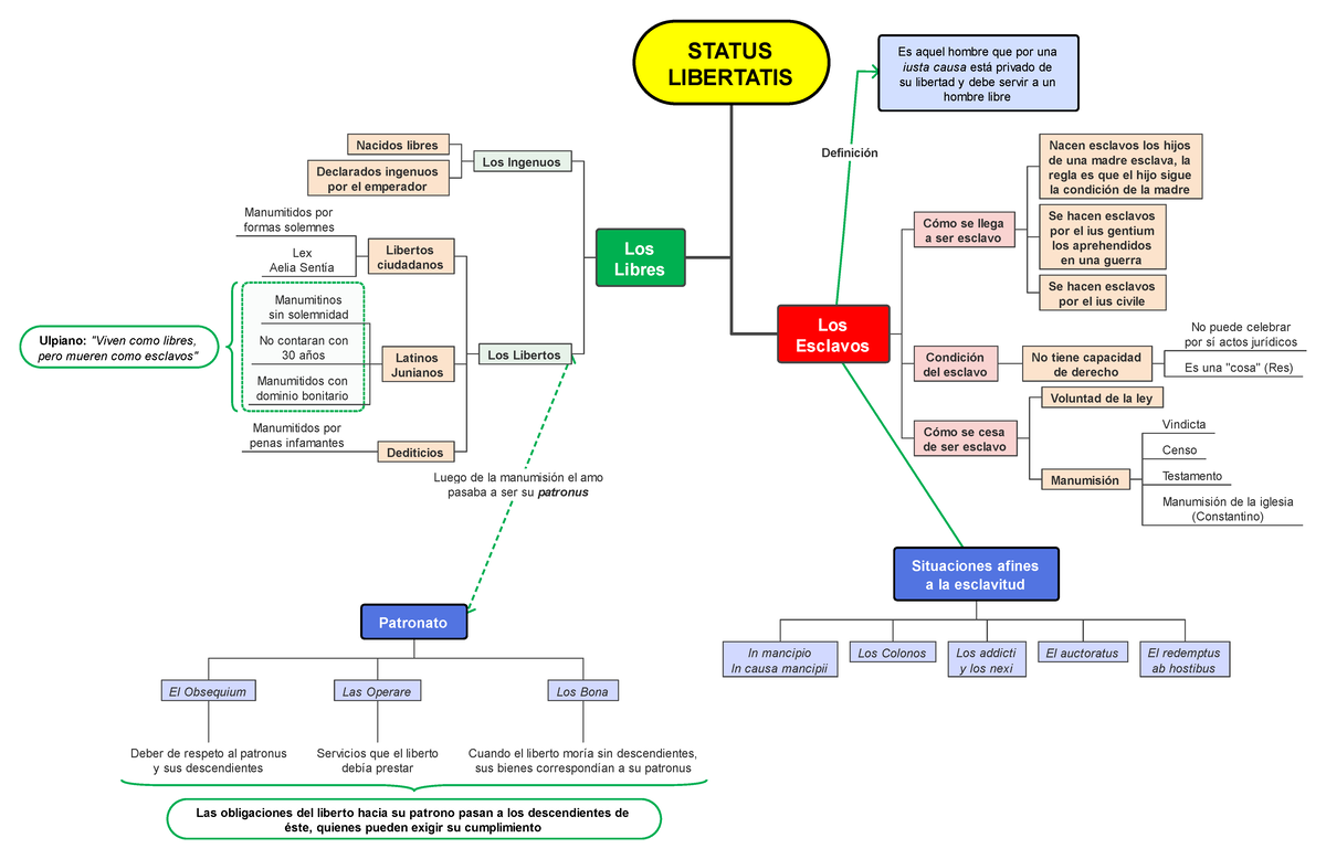 Cuadro Estatus Libertatis - Definición Luego de la manumisión el amo pasaba a ser su patronus ...